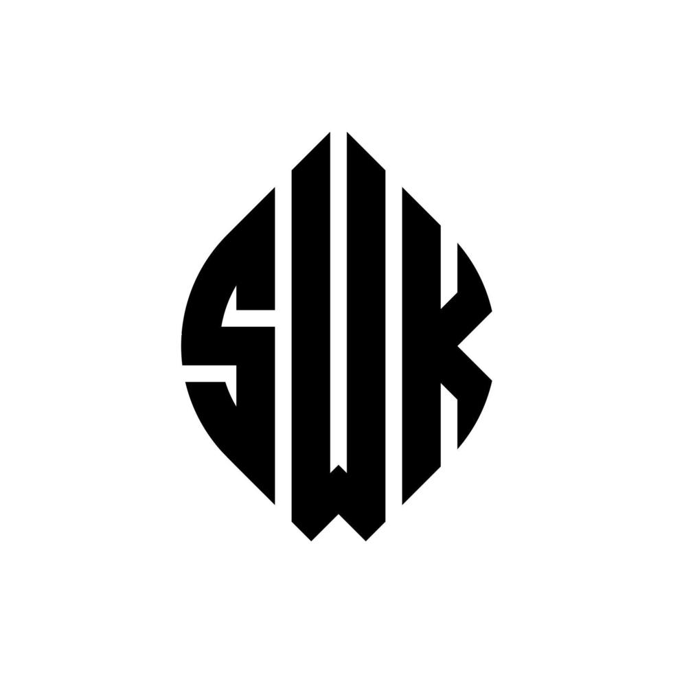 diseño de logotipo de letra de círculo swk con forma de círculo y elipse. letras elípticas swk ...