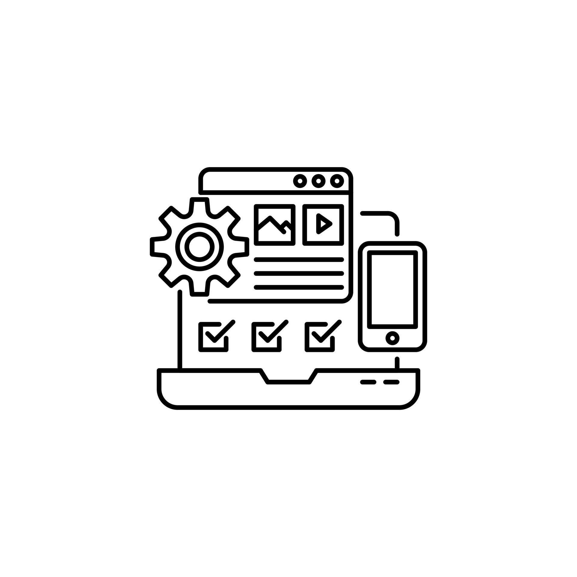 Responsive web development line icon. linear style sign for mobile ...