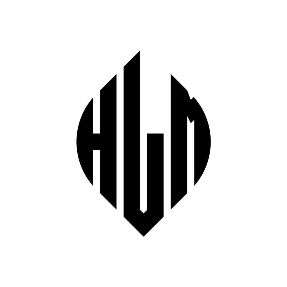 diseño de logotipo de letra circular hlm con forma de círculo y elipse. hlm letras elipses con ...