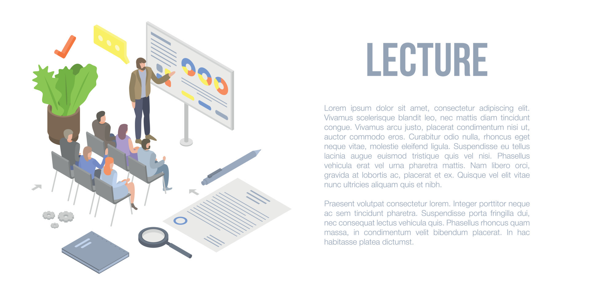 Lecture concept background, isometric style 8988323 Vector Art at Vecteezy