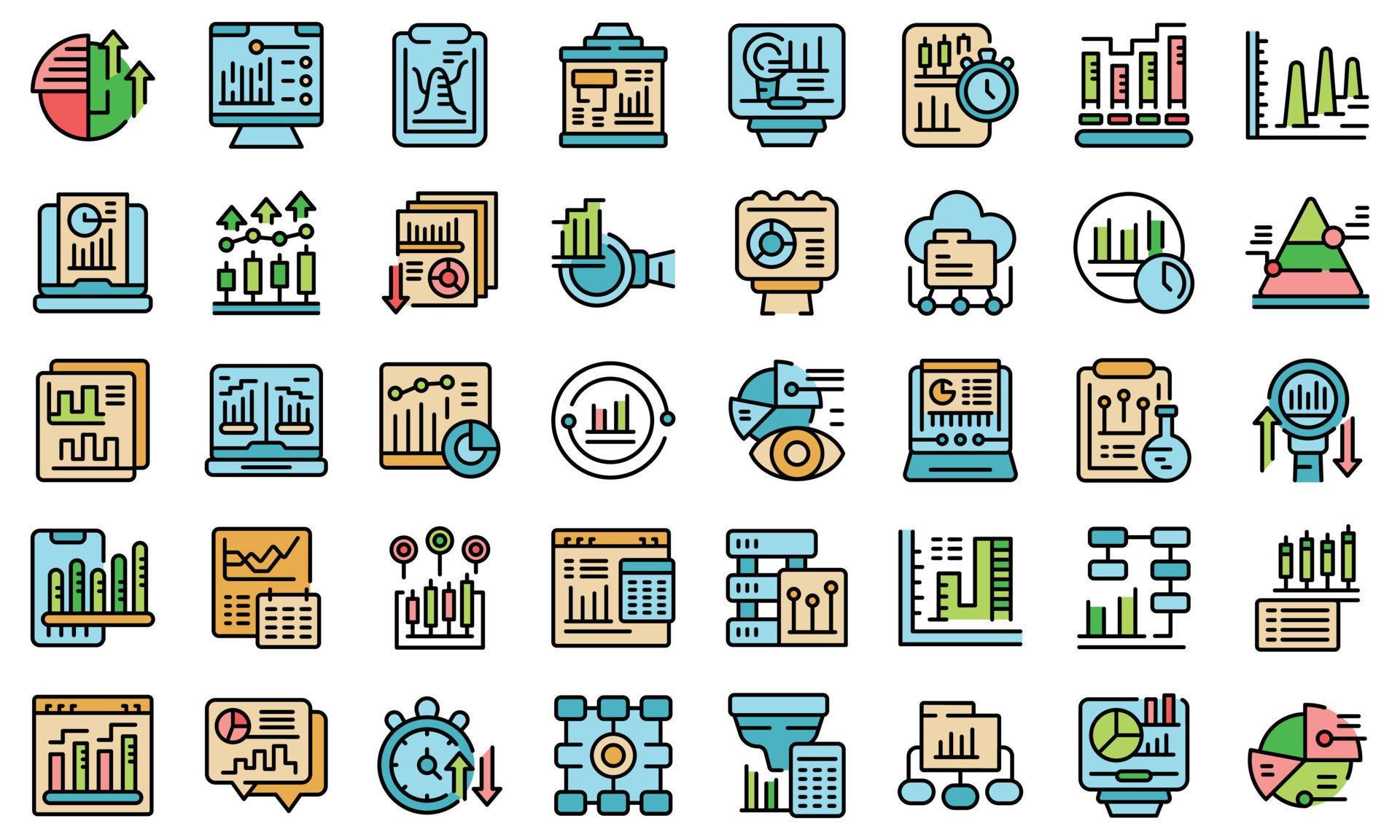 Data analysis icons set vector flat 8988734 Vector Art at Vecteezy