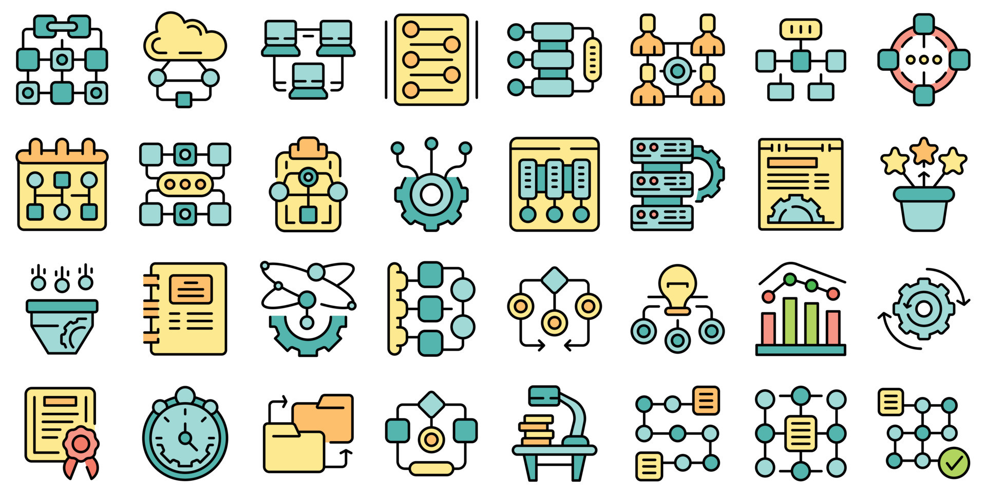 Workflow icons set vector flat 8988755 Vector Art at Vecteezy
