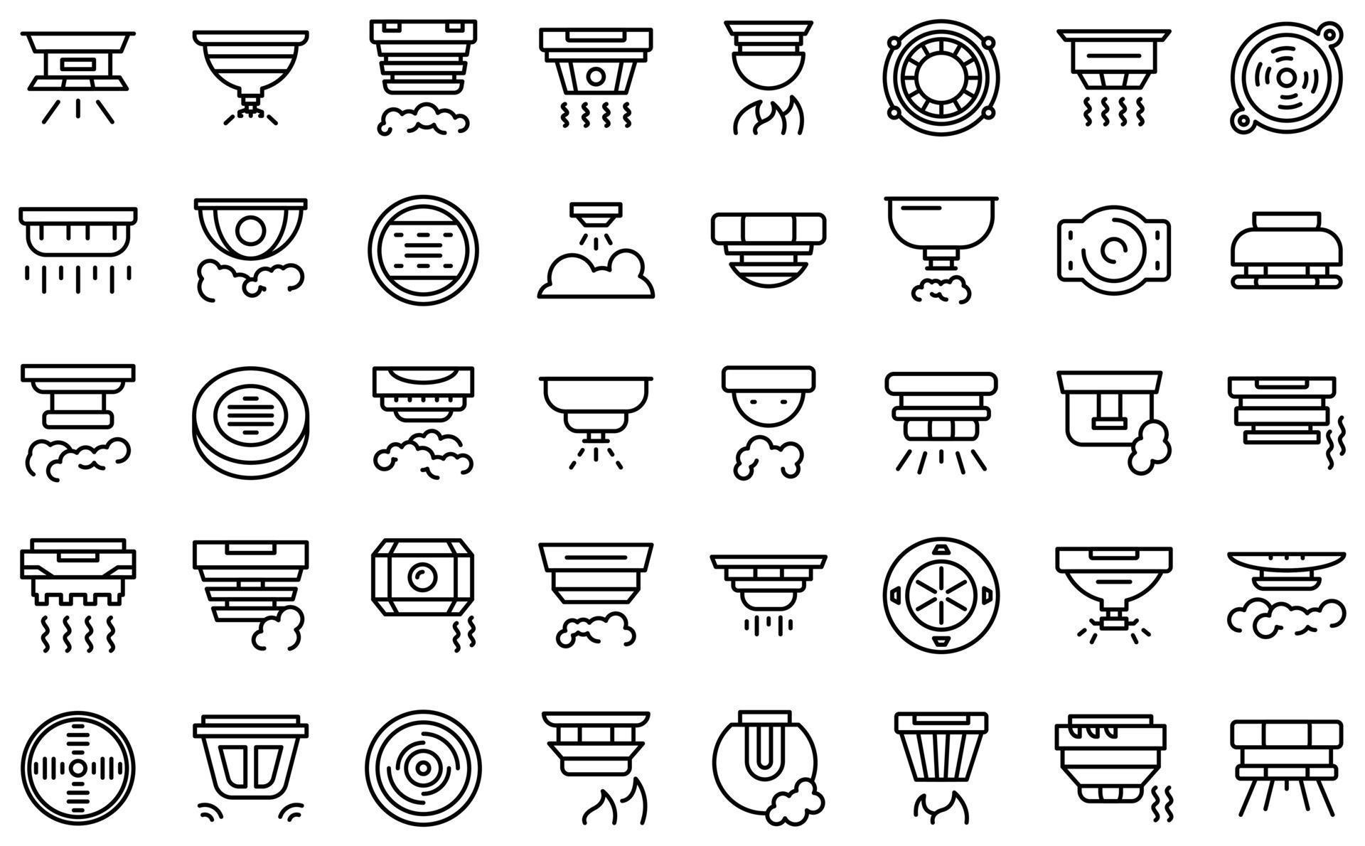 Smoke detector icons set outline vector. Alarm celling 8988756 Vector ... Smoke detector icons set outline vector. Alarm celling 8988756 Vector ...