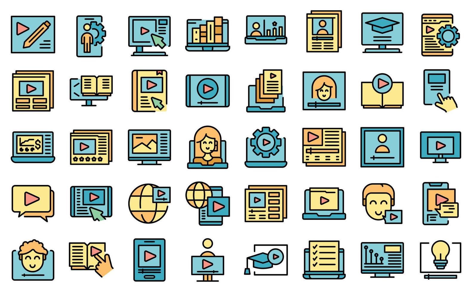 Video tutorial icons set vector flat 8988806 Vector Art at Vecteezy