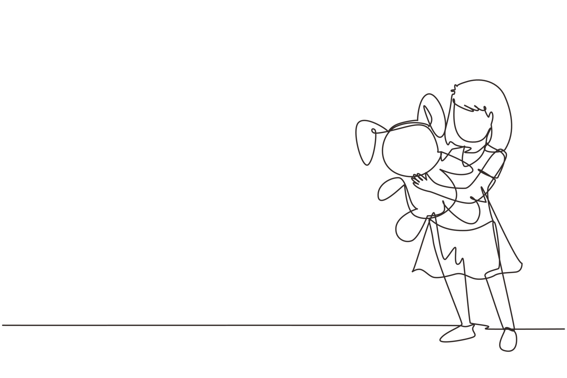 Single Continuous Line Drawing Portrait Of Smiling Little Girl Hugging single-continuous-line-drawing-portrait-of-smiling-little-girl-hugging