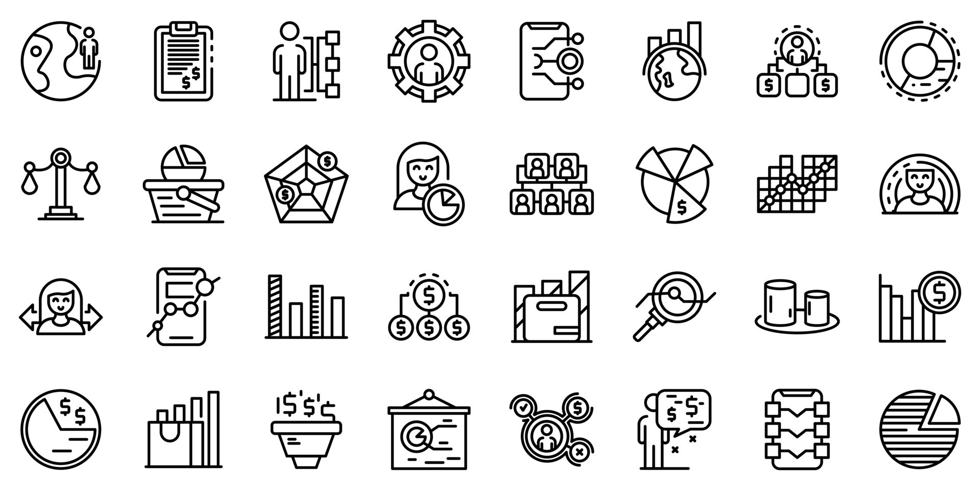 Market Segmentation Icons Set Outline Style 8991887 Vector Art At Vecteezy