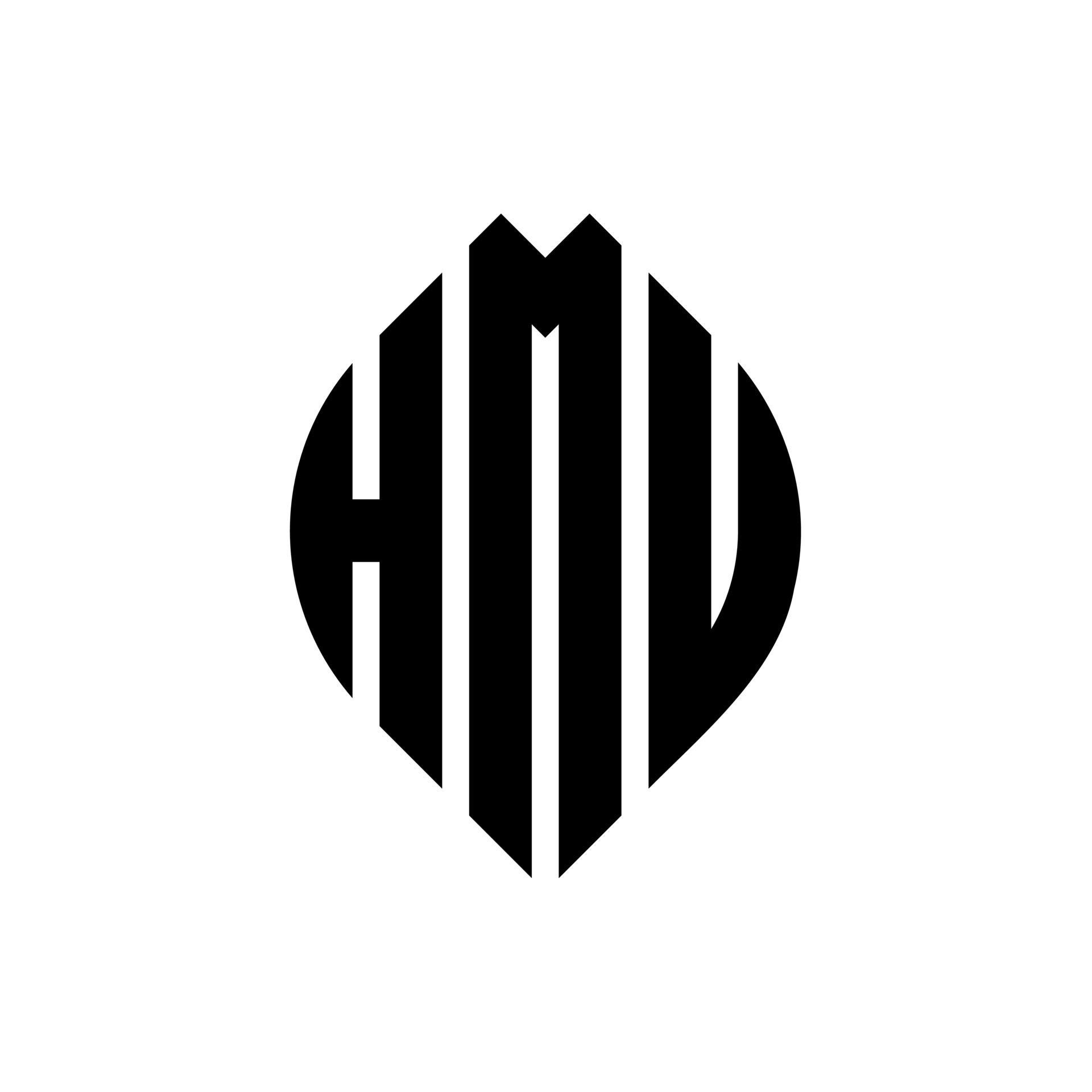 diseño de logotipo de letra de círculo hmu con forma de círculo y elipse. hmu letras elipses con ...