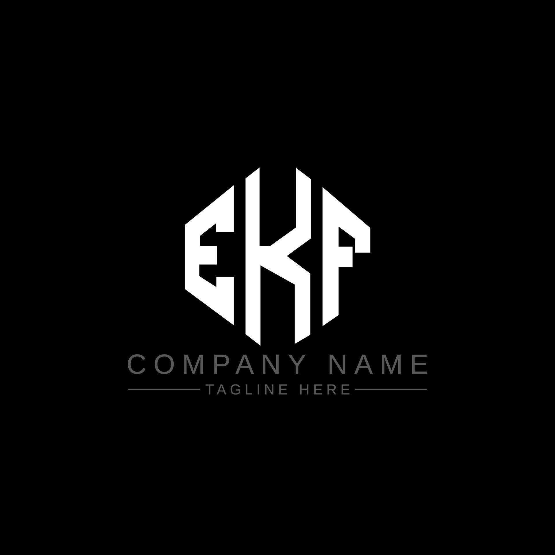 diseño de logotipo de letra ekf con forma de polígono. Diseño de logotipo en forma de cubo y ...