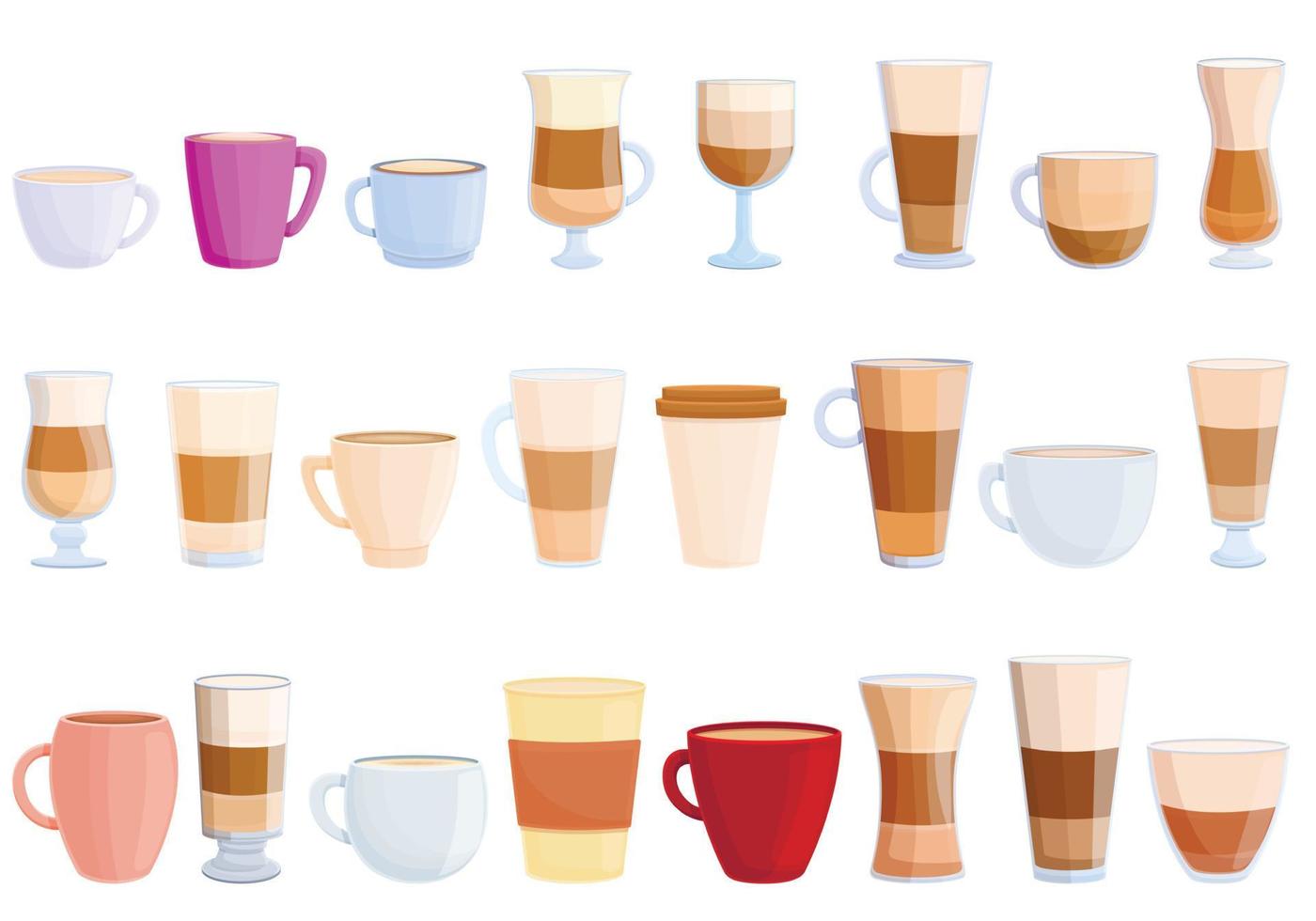 Latte icons set, cartoon style 8995974 Vector Art at Vecteezy Latte icons set, cartoon style 8995974 Vector Art at Vecteezy