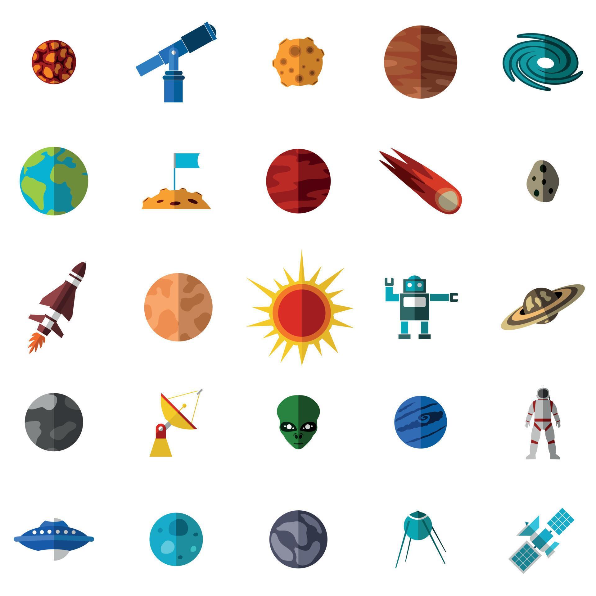 Space flat icons set 8996981 Vector Art at Vecteezy