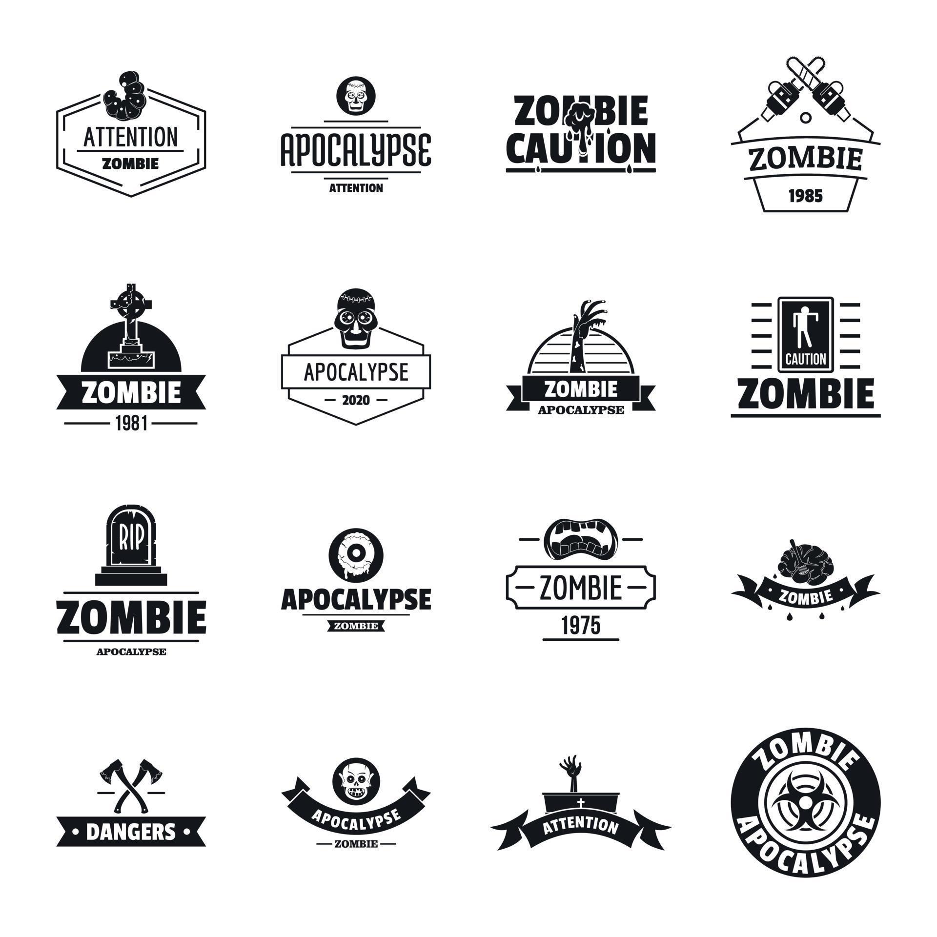 Zombie logo icons set, simple style 8997192 Vector Art at Vecteezy