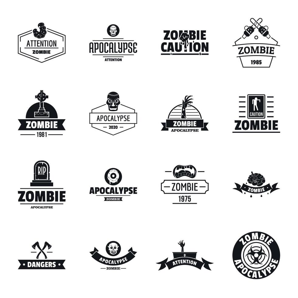 Zombie logo icons set, simple style 8997192 Vector Art at Vecteezy
