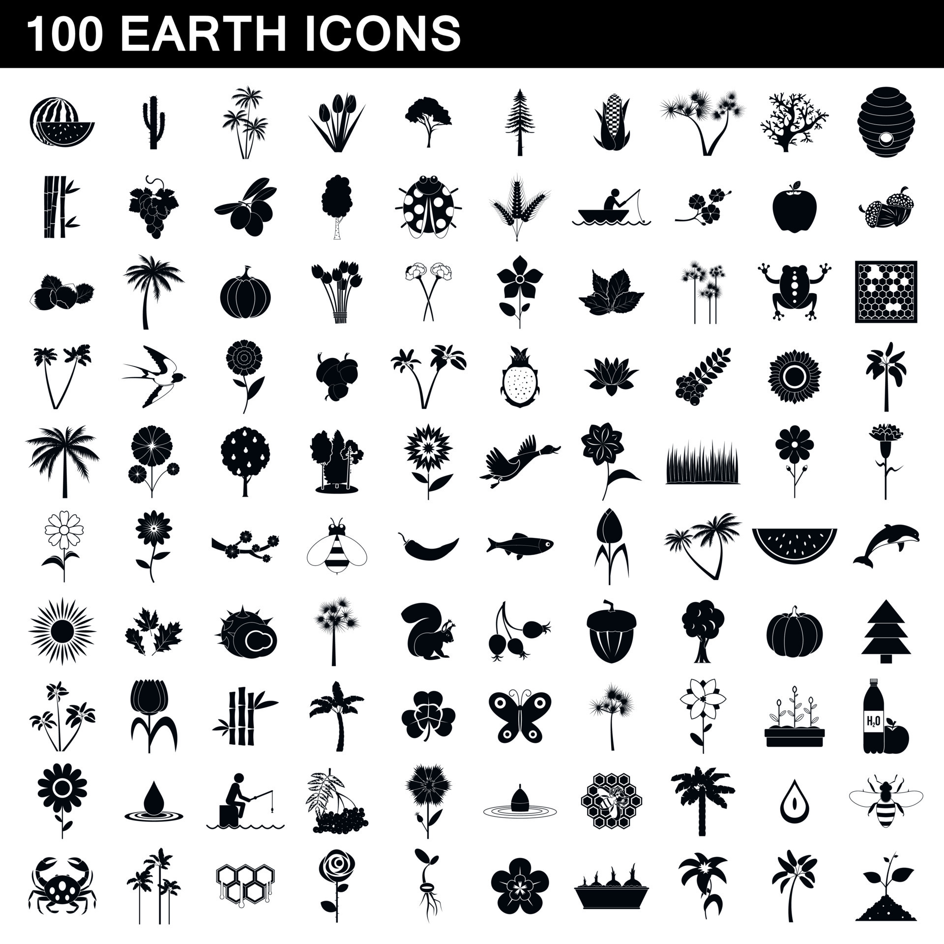100 earth icons set, simple style 8997344 Vector Art at Vecteezy