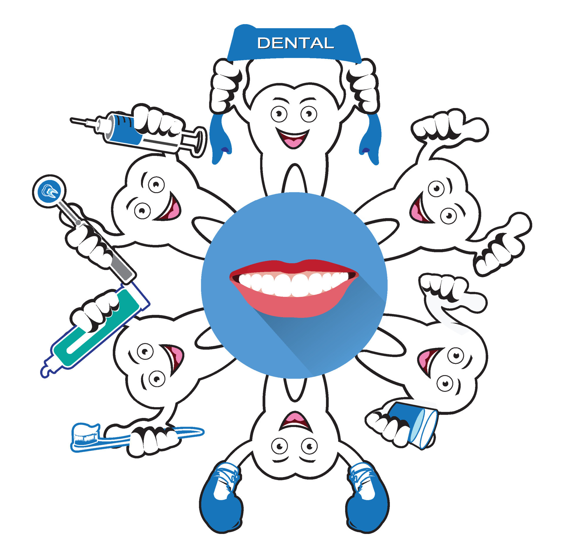 Cartoon Smiling Tooth With Smile Icon 9001205 Vector Art At Vecteezy