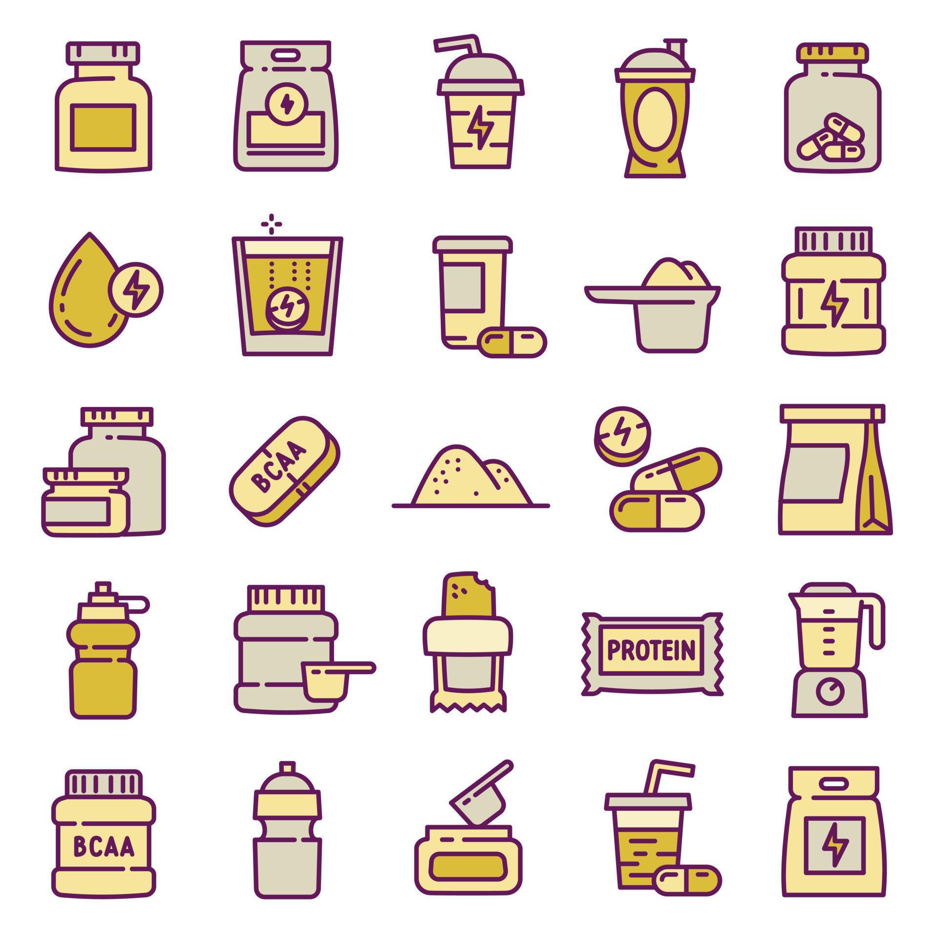 Sport nutrition icons set, outline style 9001446 Vector Art at Vecteezy