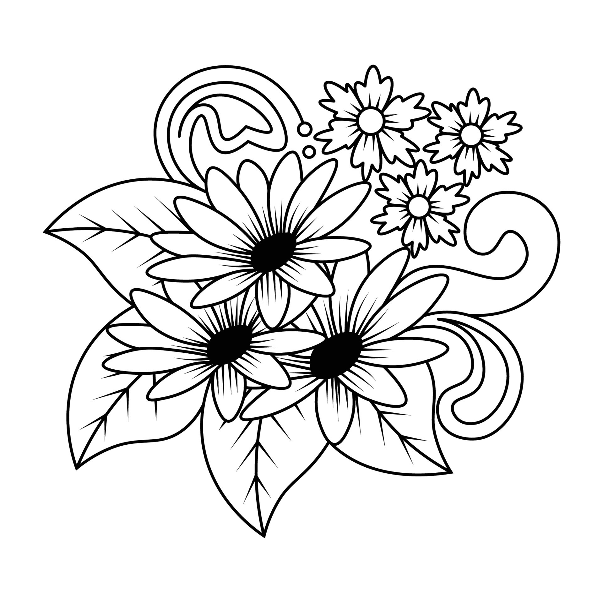 Cute Simple Coloring Page Drawing Of Flower Design For Kids cute-simple-coloring-page-drawing-of-flower-design-for-kids