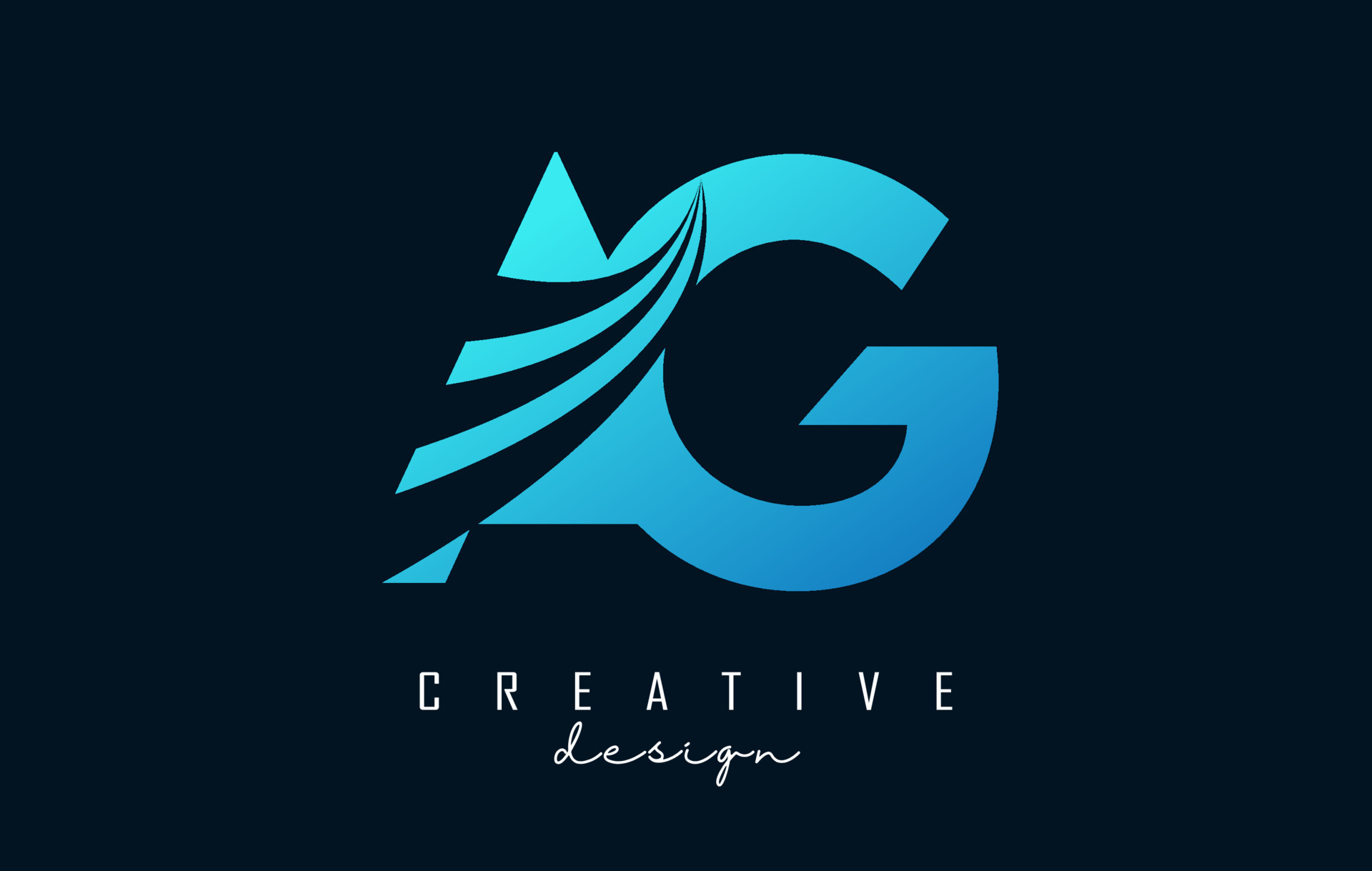 Logotipo Creativo De Letras Azules Ag Ag Con Líneas Principales Y