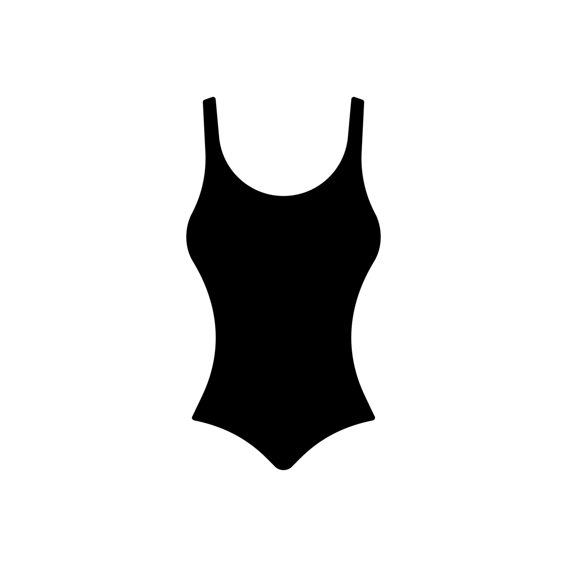 Women One Piece Bikini Swimsuit Black Silhouette Icon On White
