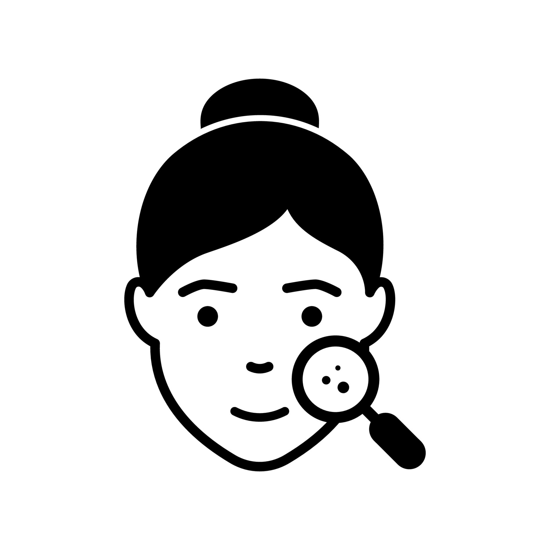 Dermatology Examination Of Woman Skin Silhouette Icon Checkup Of Girl