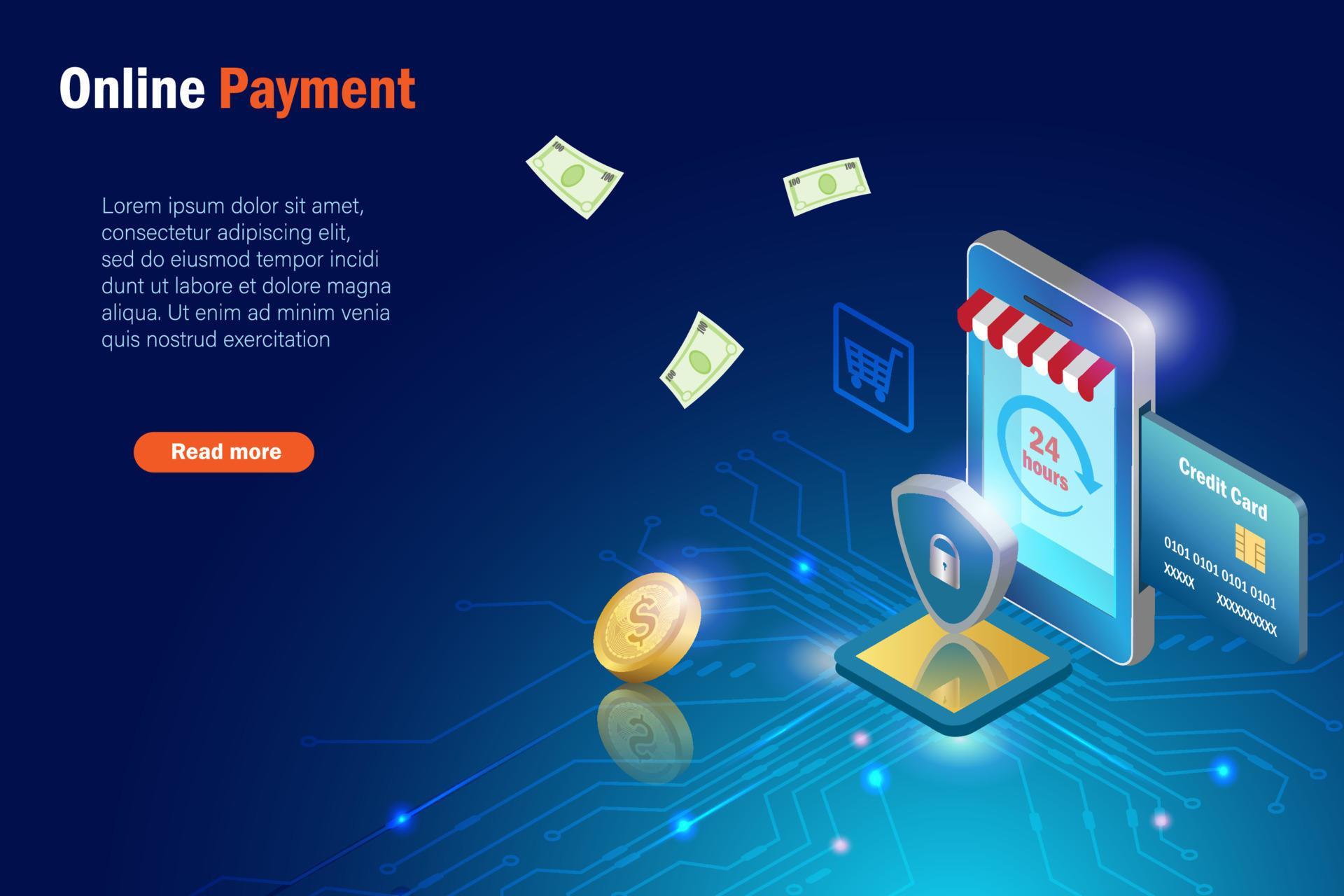 Online shopping, online payment technology with smart phone devices ...