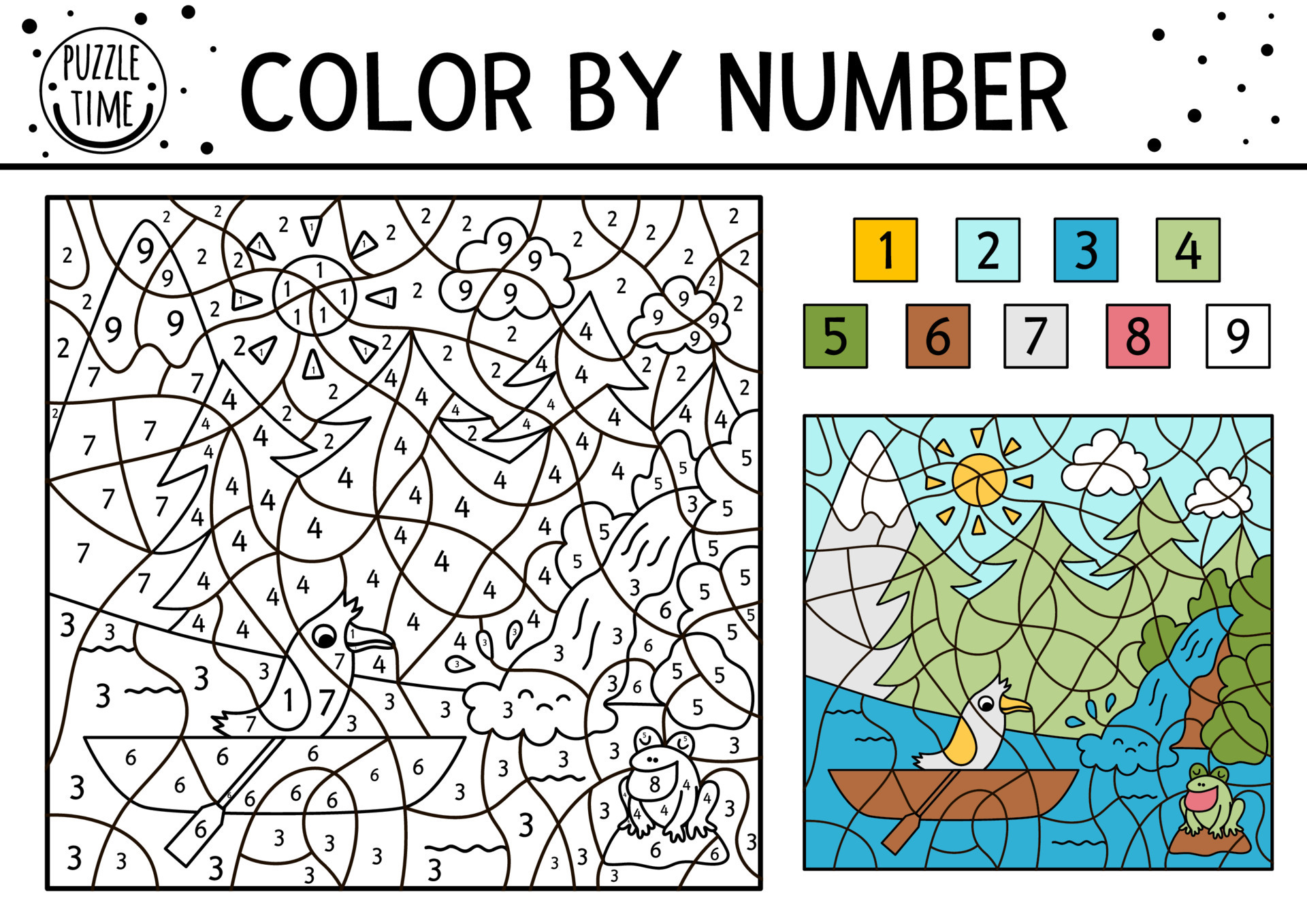Summer Color By Number Coloring Pages