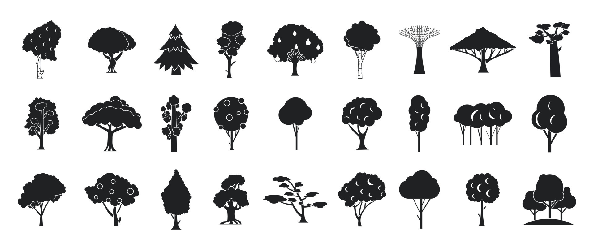 Tree icon set, simple style 9013246 Vector Art at Vecteezy