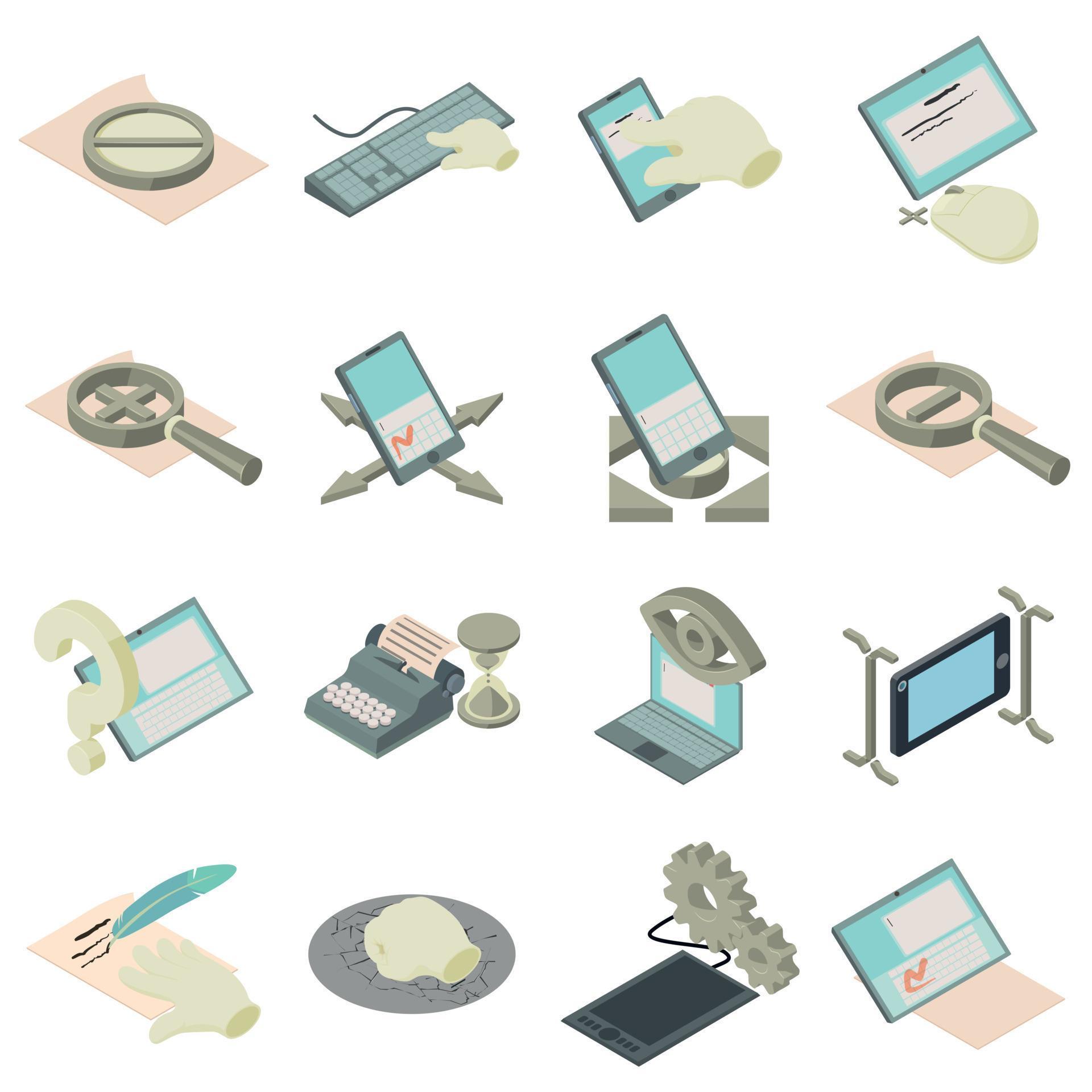 Compose icons set, isometric style 9014193 Vector Art at Vecteezy