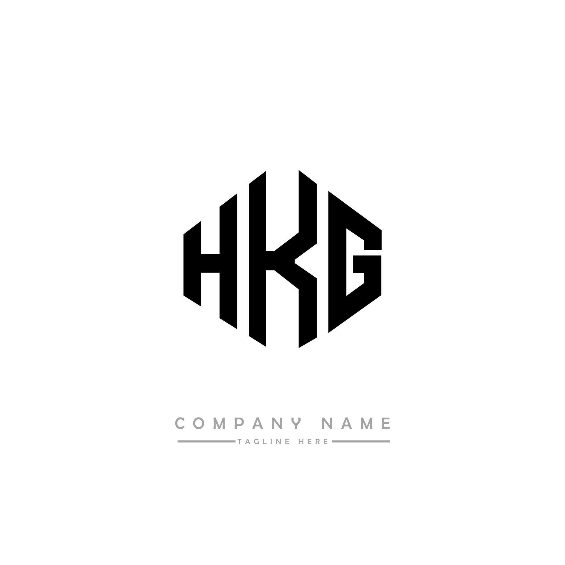 diseño de logotipo de letra hkg con forma de polígono. diseño de logotipo en forma de cubo y ...