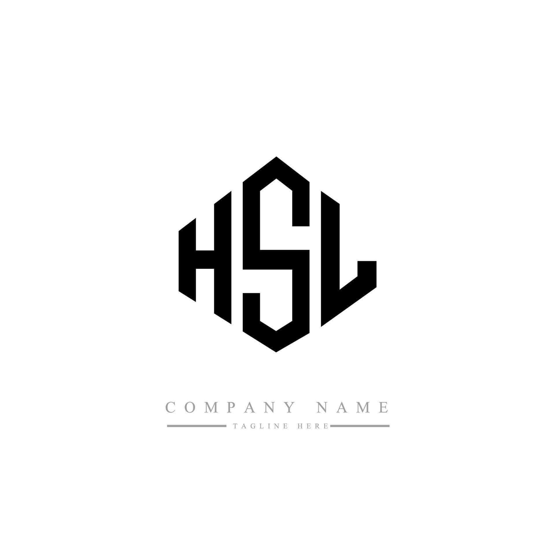 HSL letter logo design with polygon shape. HSL polygon and cube shape logo design. HSL hexagon ...