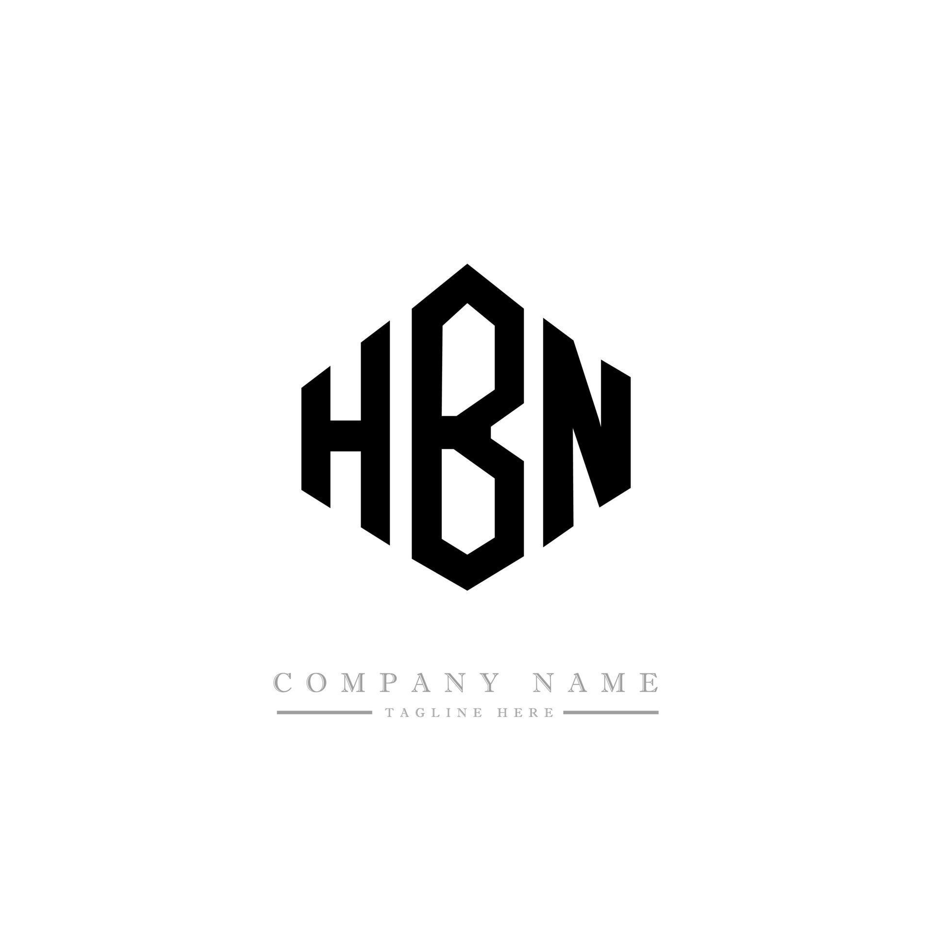diseño de logotipo de letra hbn con forma de polígono. diseño de logotipo de forma de cubo y ...