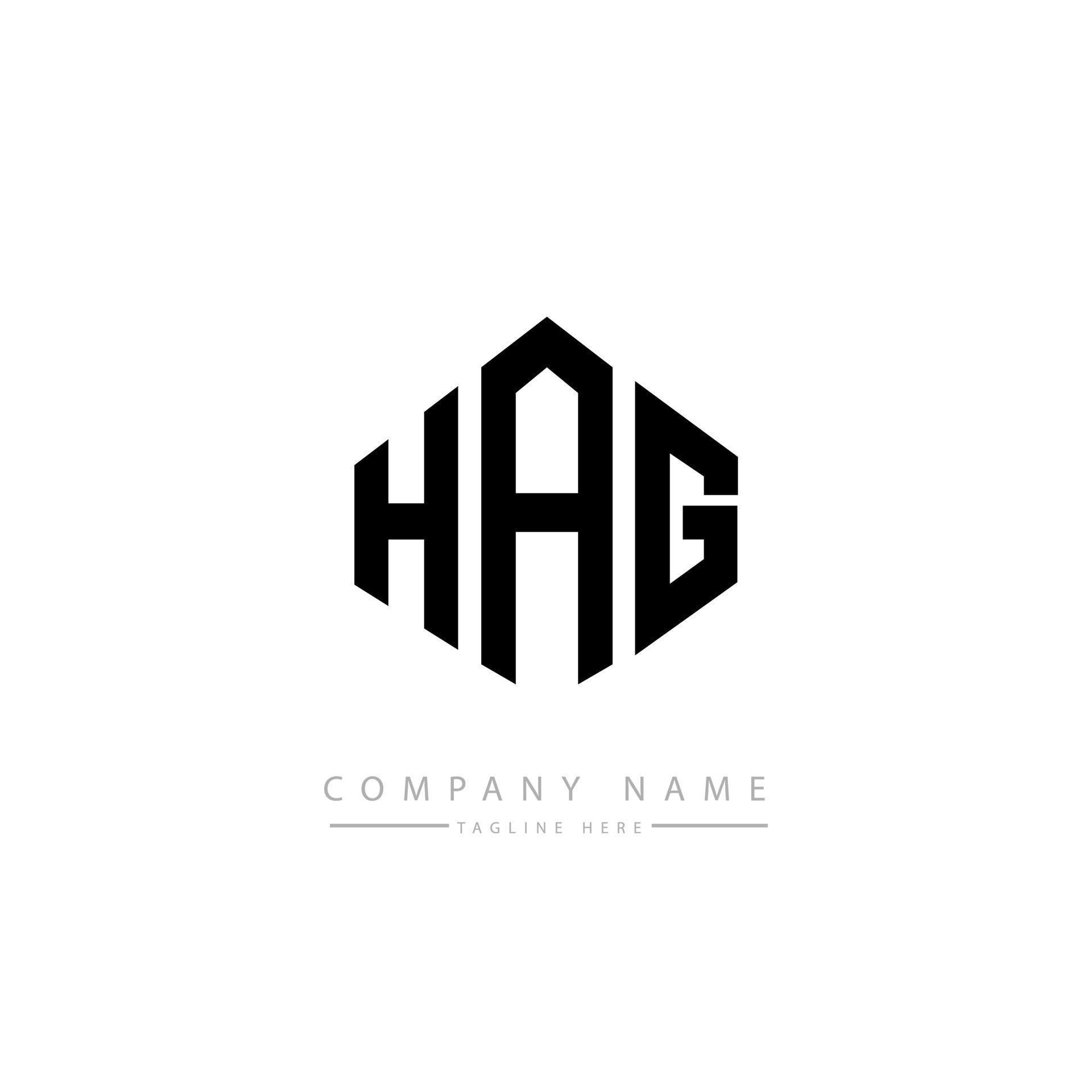 HAG letter logo design with polygon shape. HAG polygon and cube shape logo design. HAG hexagon ...