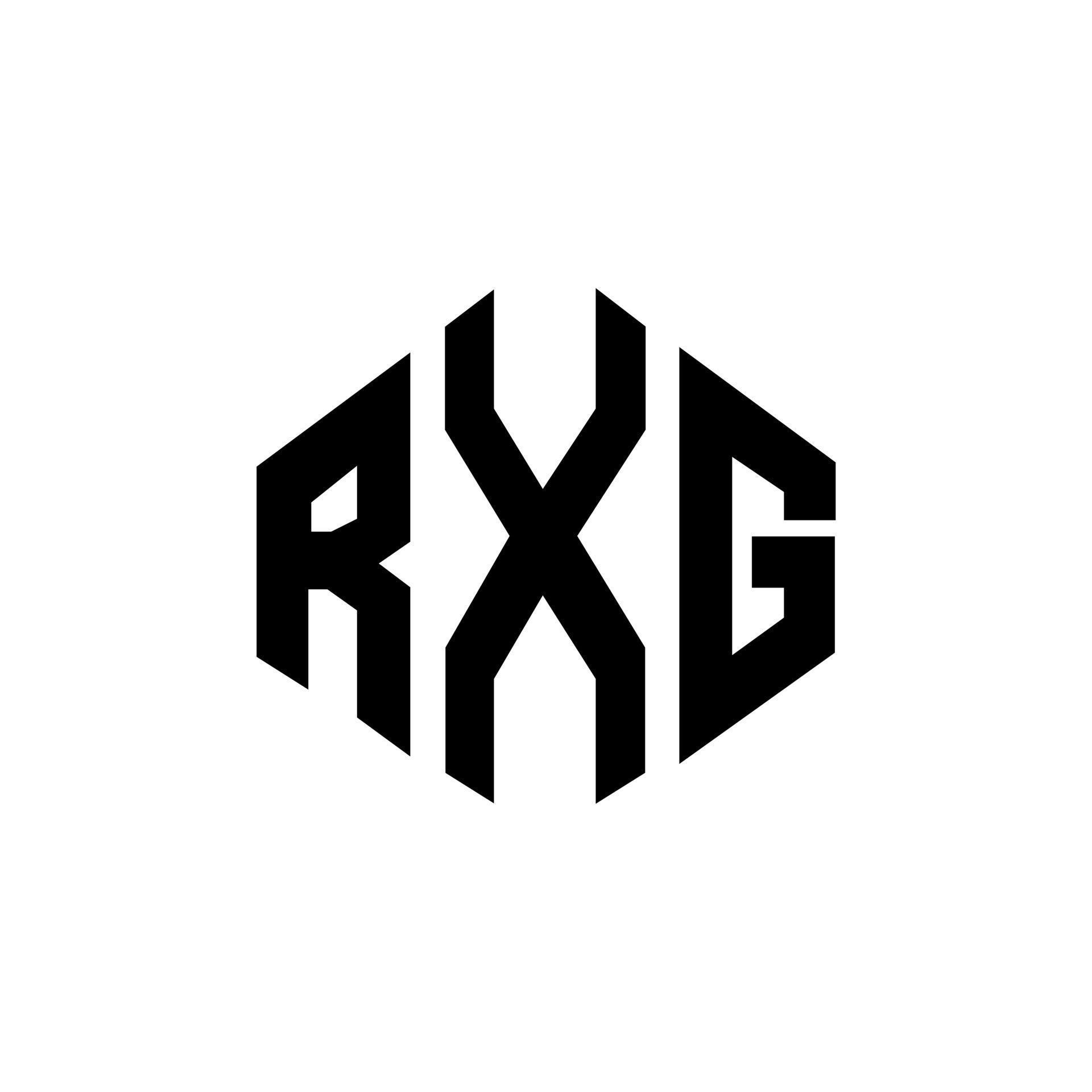 diseño de logotipo de letra rxg con forma de polígono. diseño de logotipo de forma de cubo y ...