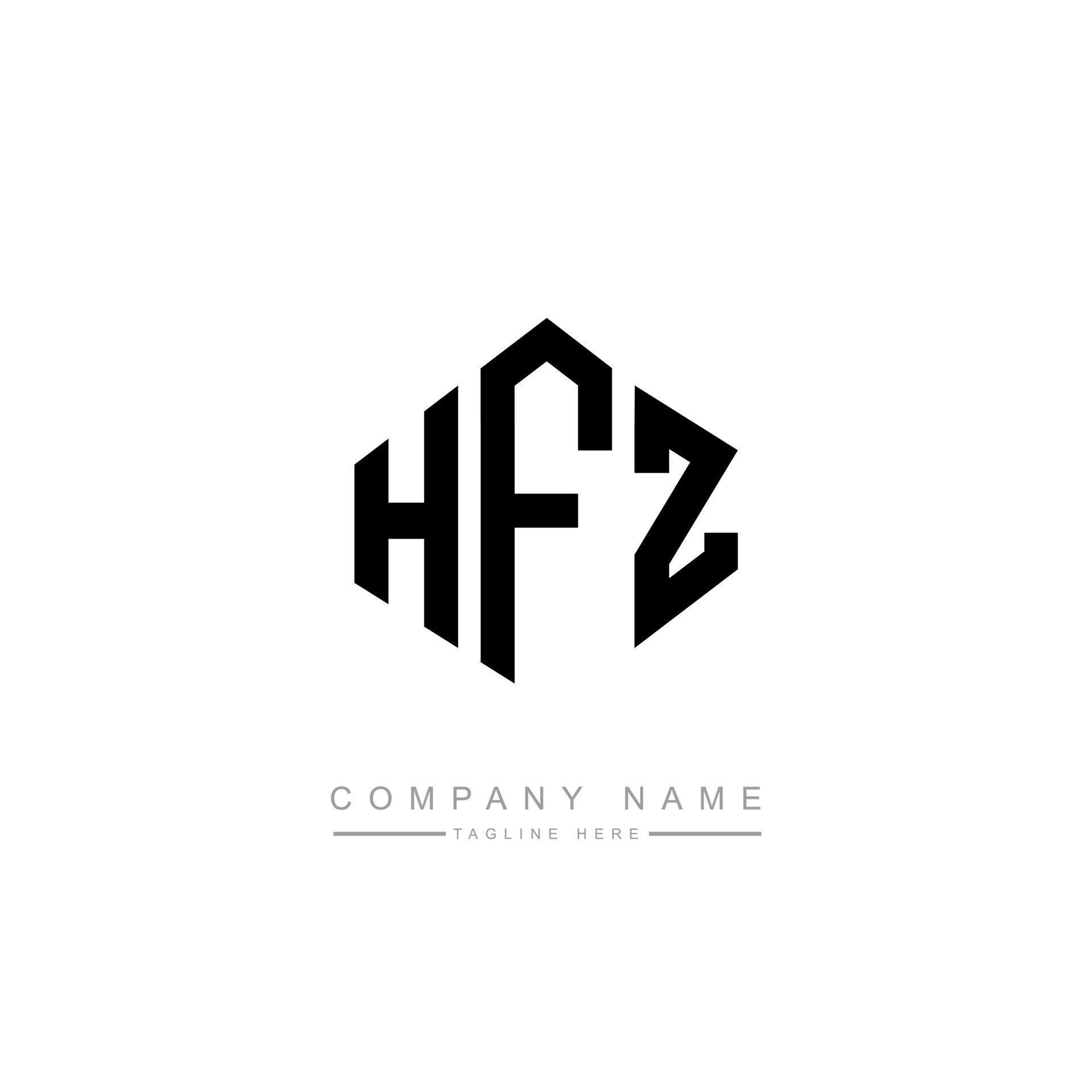 HFZ letter logo design with polygon shape. HFZ polygon and cube shape logo design. HFZ hexagon ...