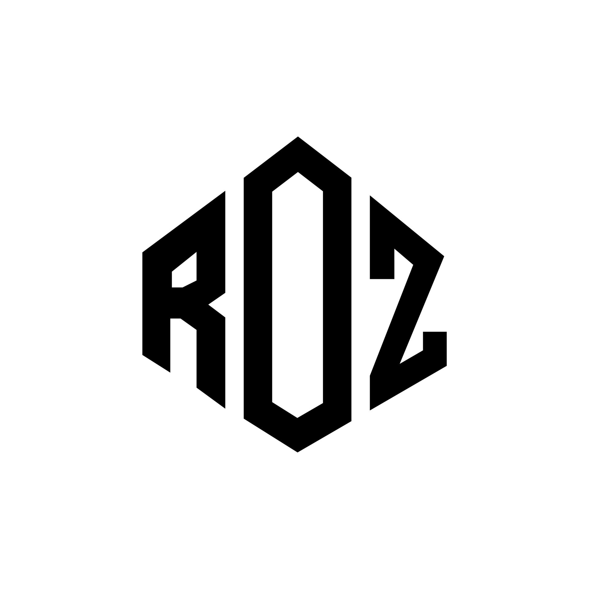 ROZ letter logo design with polygon shape. ROZ polygon and cube shape logo design. ROZ hexagon ...