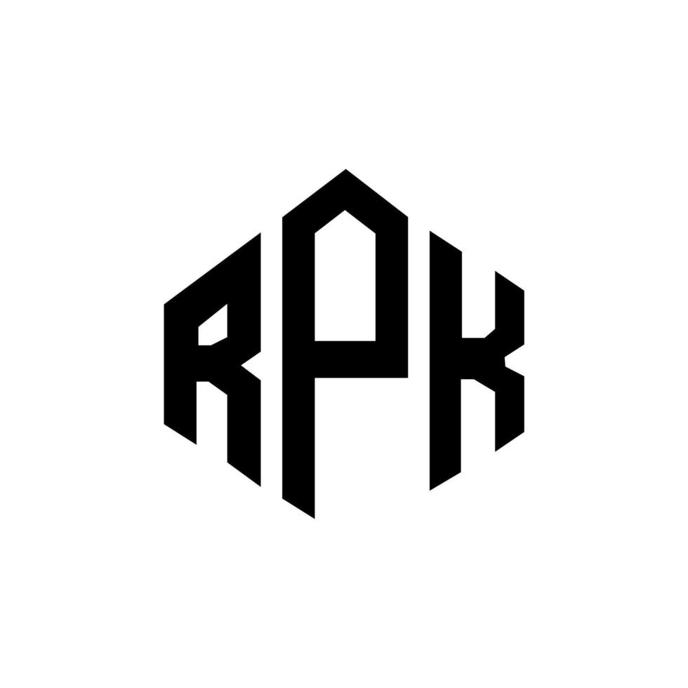 diseño de logotipo de letra rpk con forma de polígono. diseño de logotipo de forma de cubo y ...