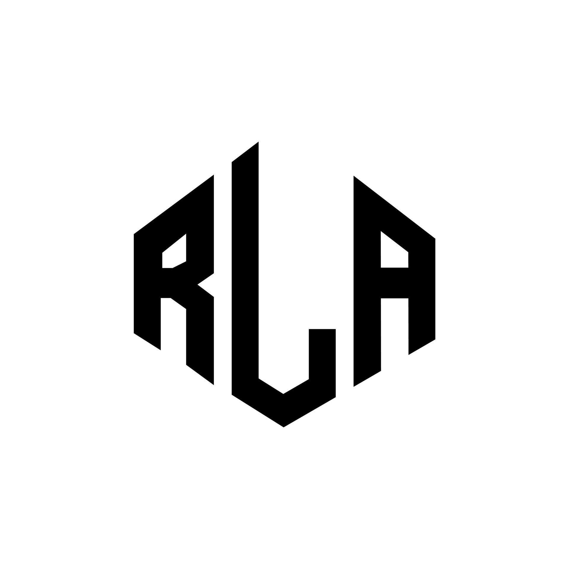 RLA letter logo design with polygon shape. RLA polygon and cube shape ...