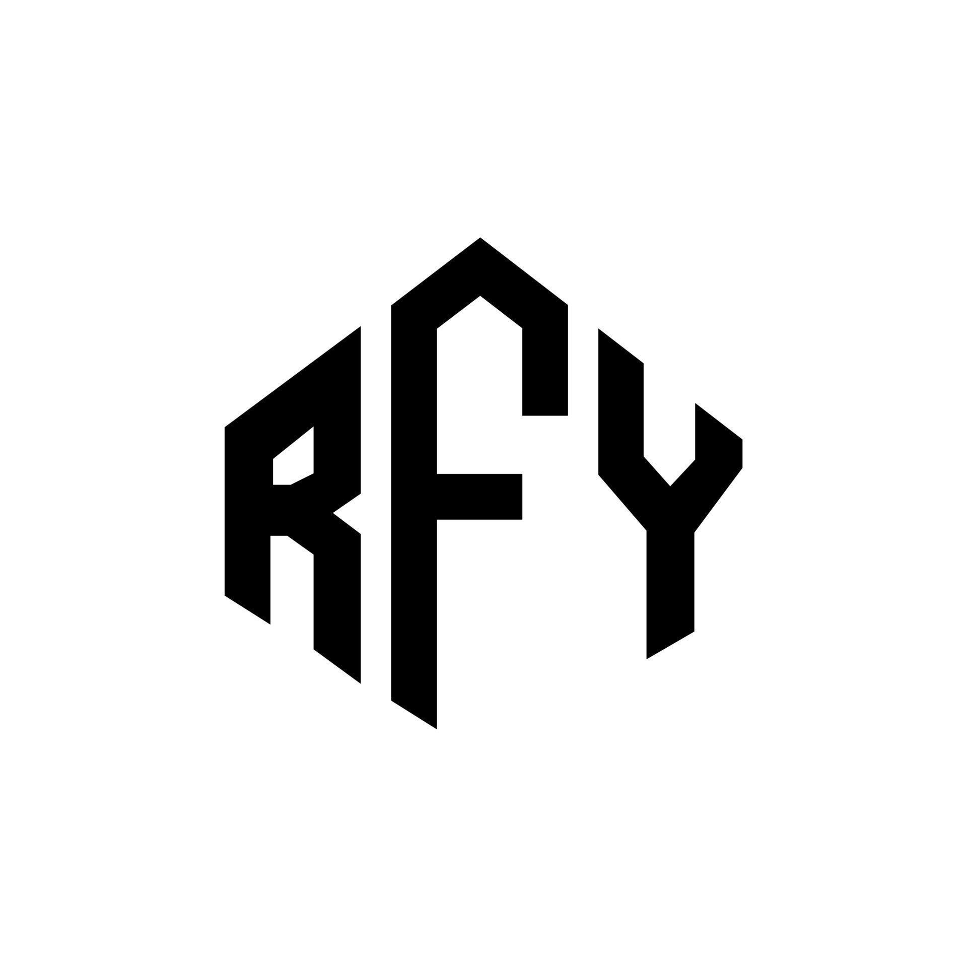 RFY letter logo design with polygon shape. RFY polygon and cube shape logo design. RFY hexagon ...
