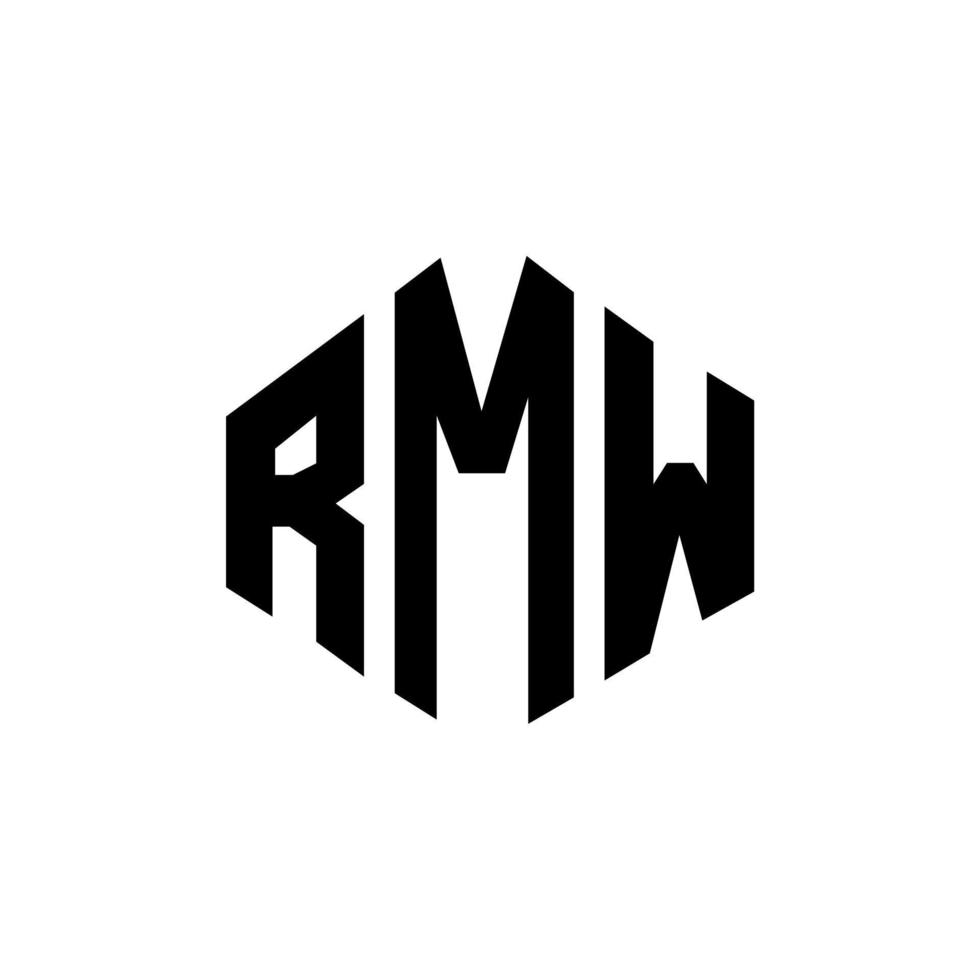 diseño de logotipo de letra rmw con forma de polígono. diseño de logotipo en forma de cubo y ...