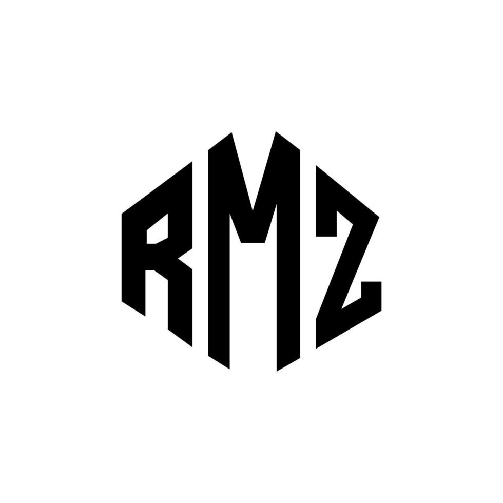 diseño de logotipo de letra rmz con forma de polígono. diseño de logotipo en forma de cubo y ...