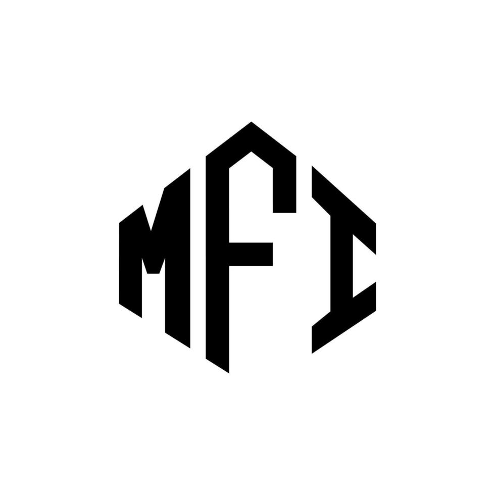 diseño de logotipo de letra mfi con forma de polígono. diseño de logotipo en forma de cubo y ...