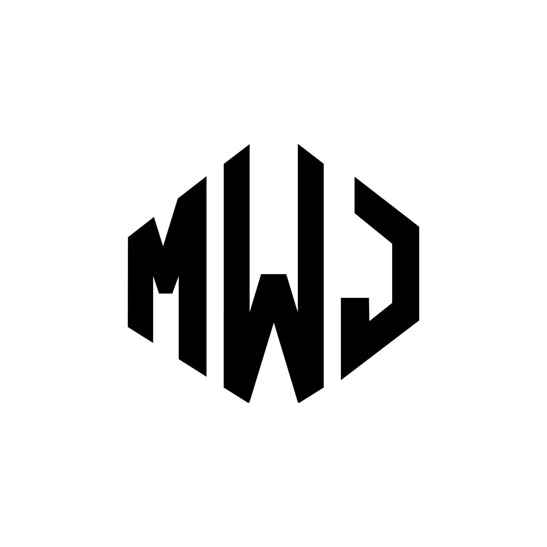 diseño de logotipo de letra mwj con forma de polígono. mwj polígono y diseño de logotipo en ...