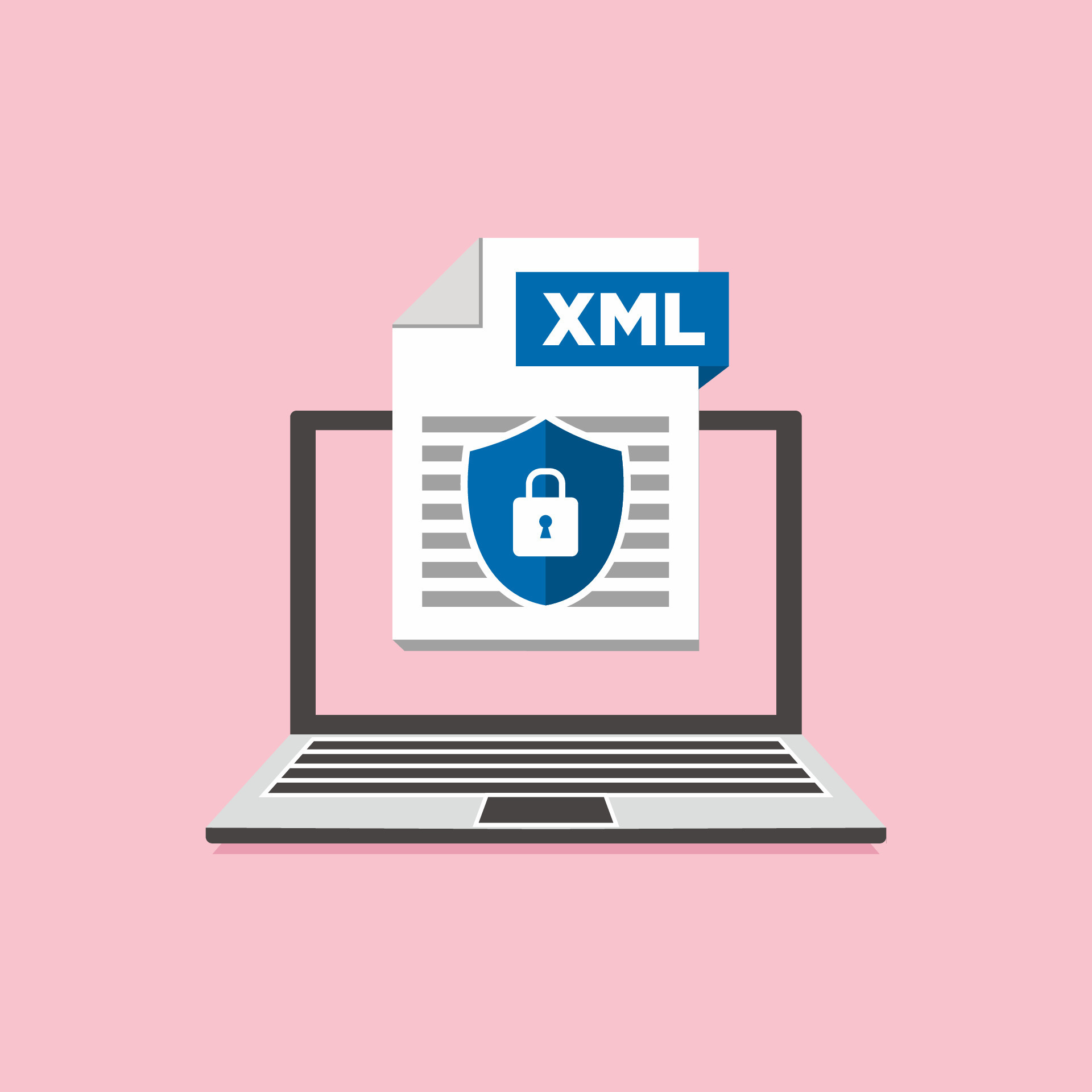 Security XML icon file with label on laptop screen document concept ...
