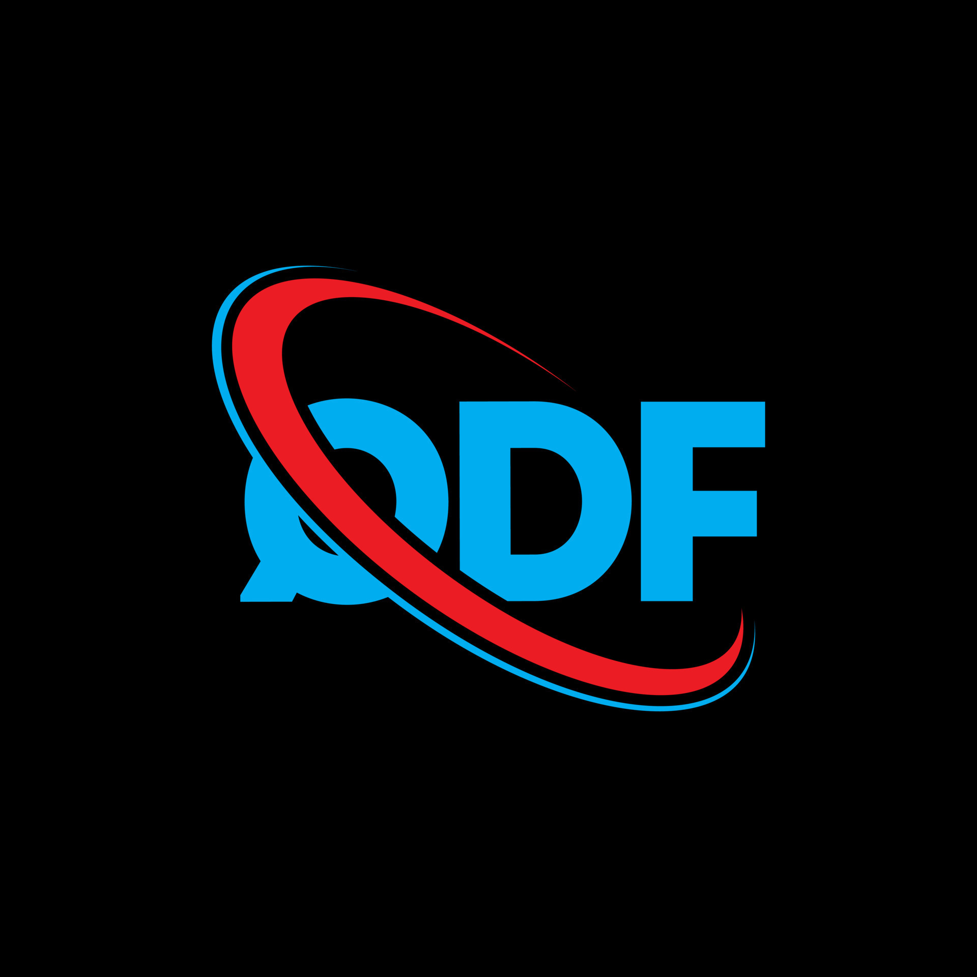 QDF logo. QDF letter. QDF letter logo design. Initials QDF logo linked with circle and uppercase ...