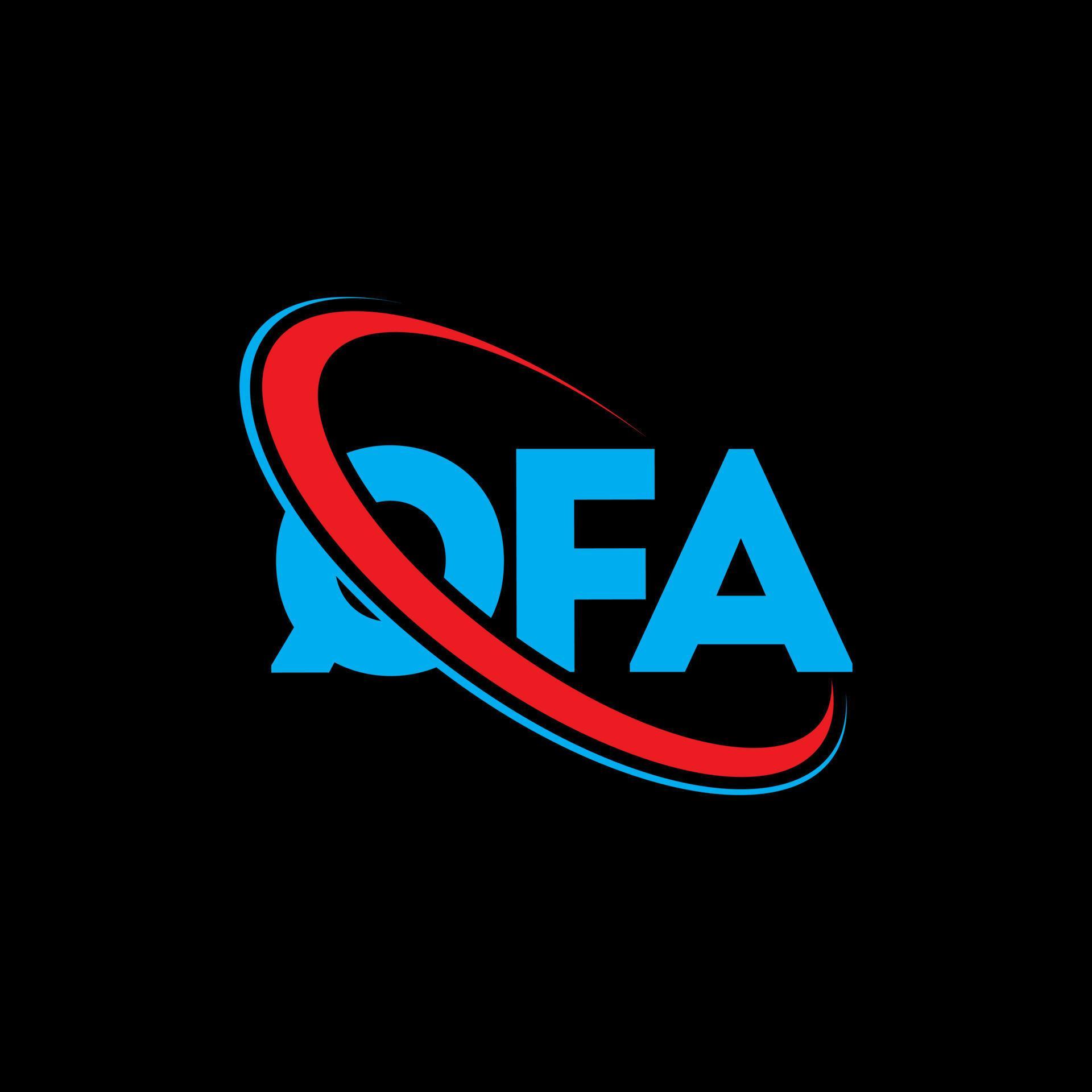 QFA logo. QFA letter. QFA letter logo design. Initials QFA logo linked with circle and uppercase ...
