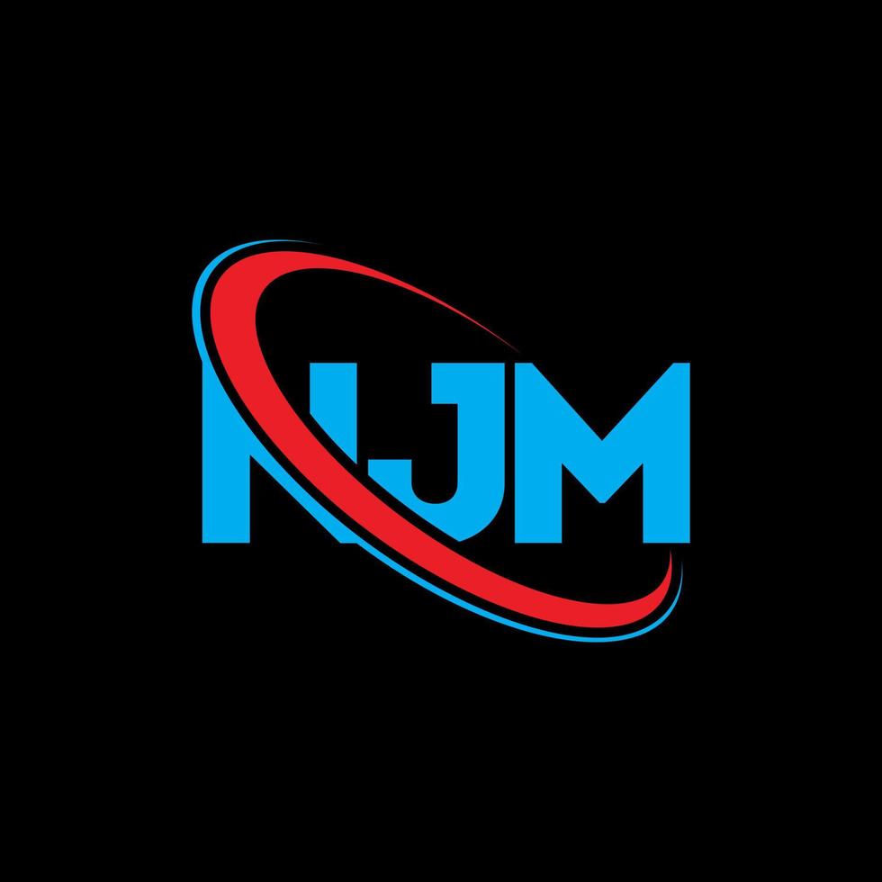 logotipo de njm. carta njm. diseño del logotipo de la letra njm. logotipo de iniciales njm ...