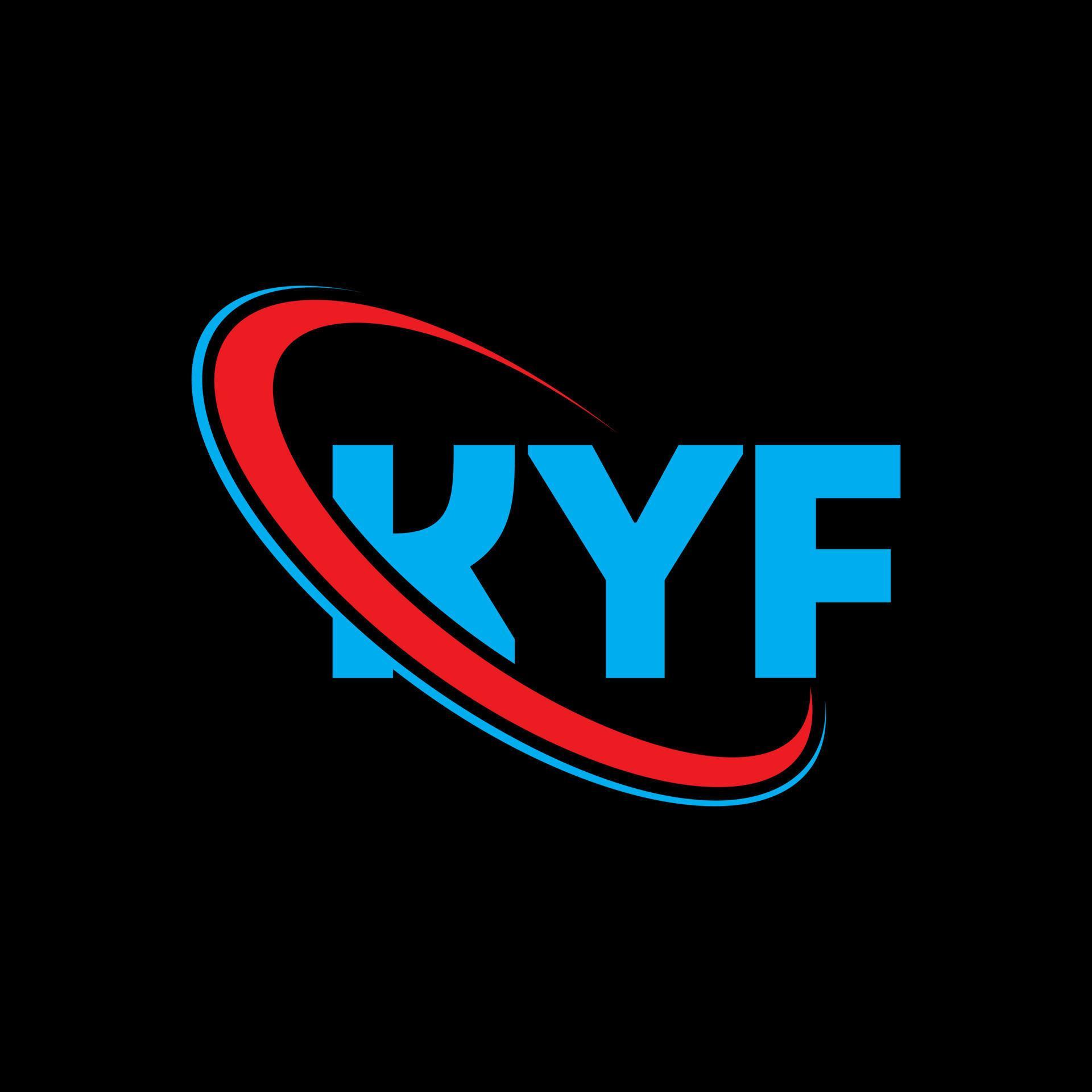 KYF logo. KYF letter. KYF letter logo design. Initials KYF logo linked with circle and uppercase ...
