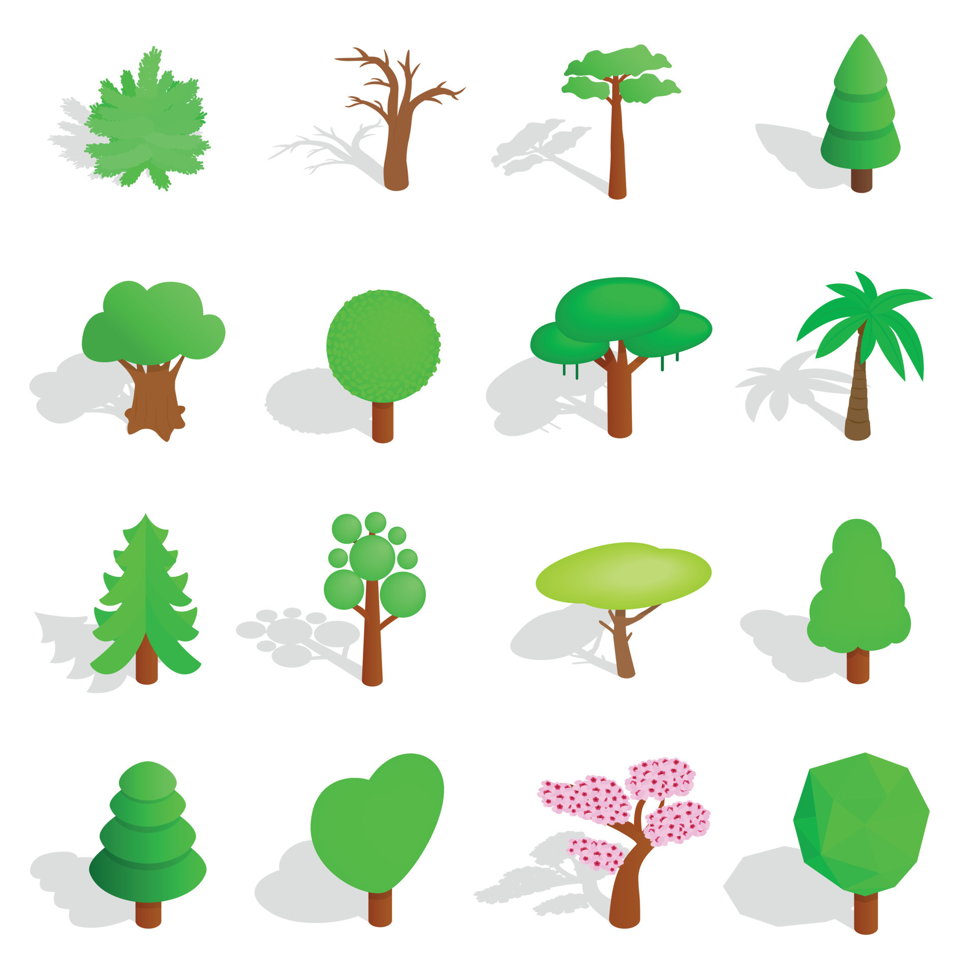 Tree icons set 9032118 Vector Art at Vecteezy