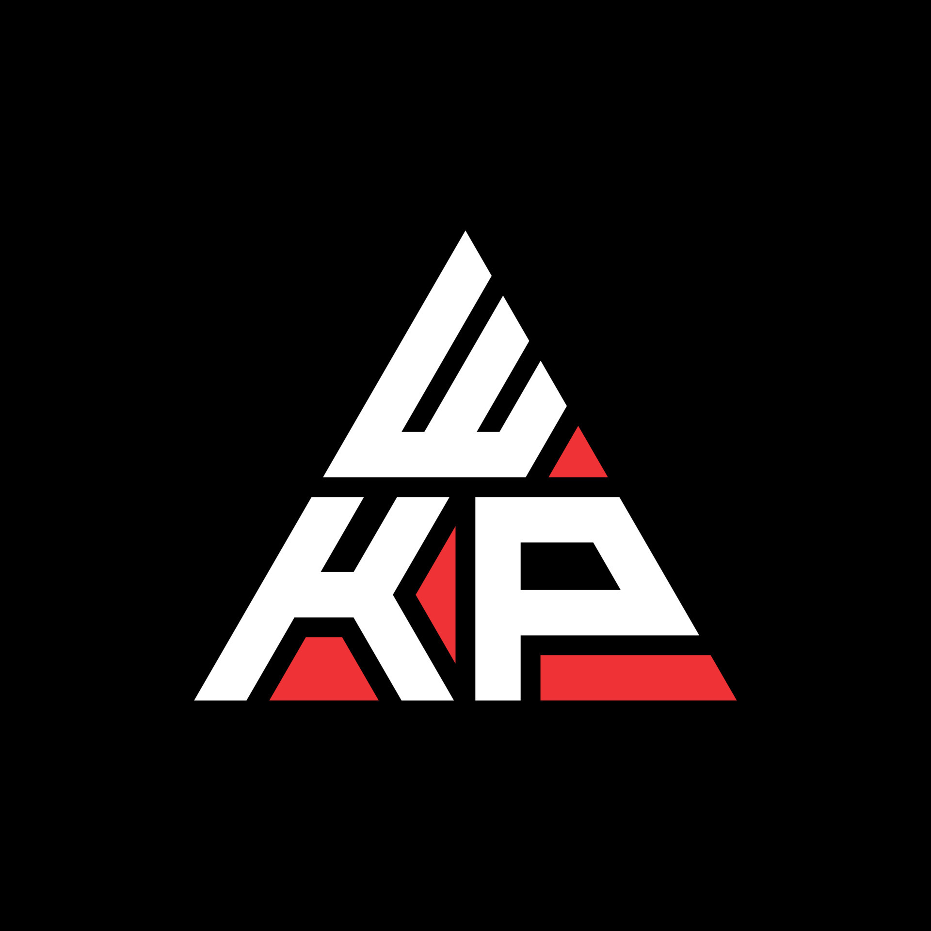 Diseño de logotipo de letra triangular wkp con forma de triángulo. monograma de diseño del ...