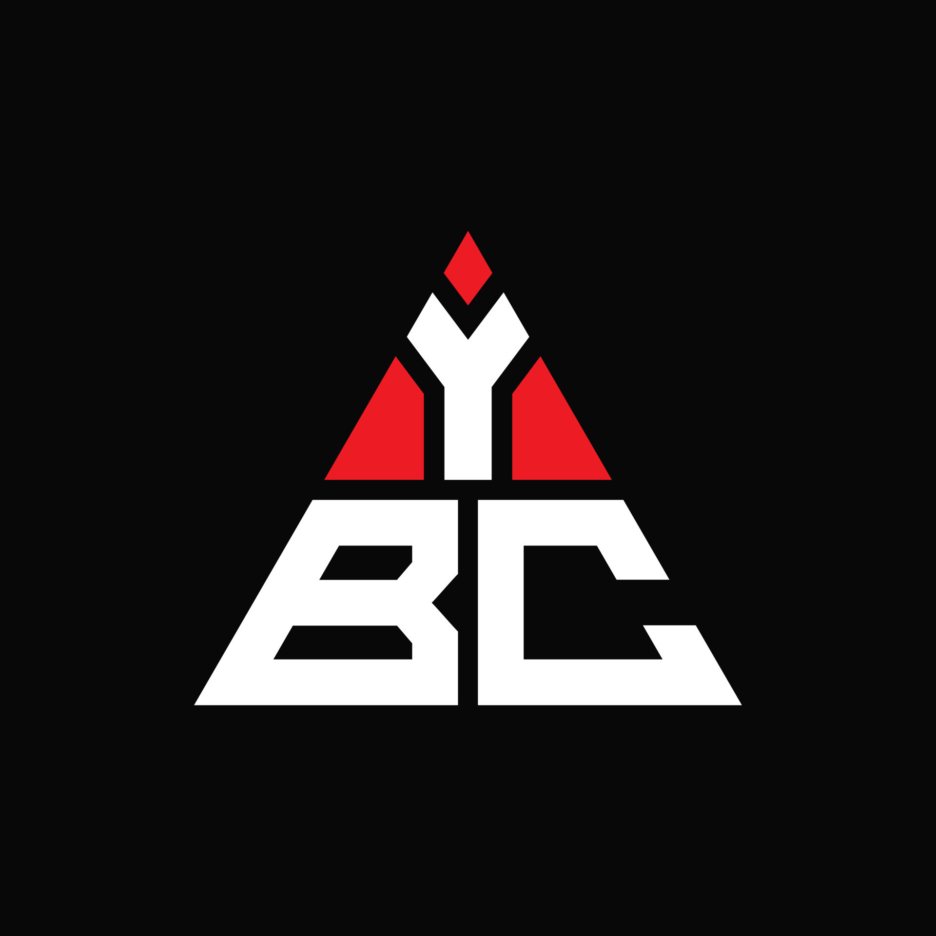 YBC triangle letter logo design with triangle shape. YBC triangle logo design monogram. YBC ...