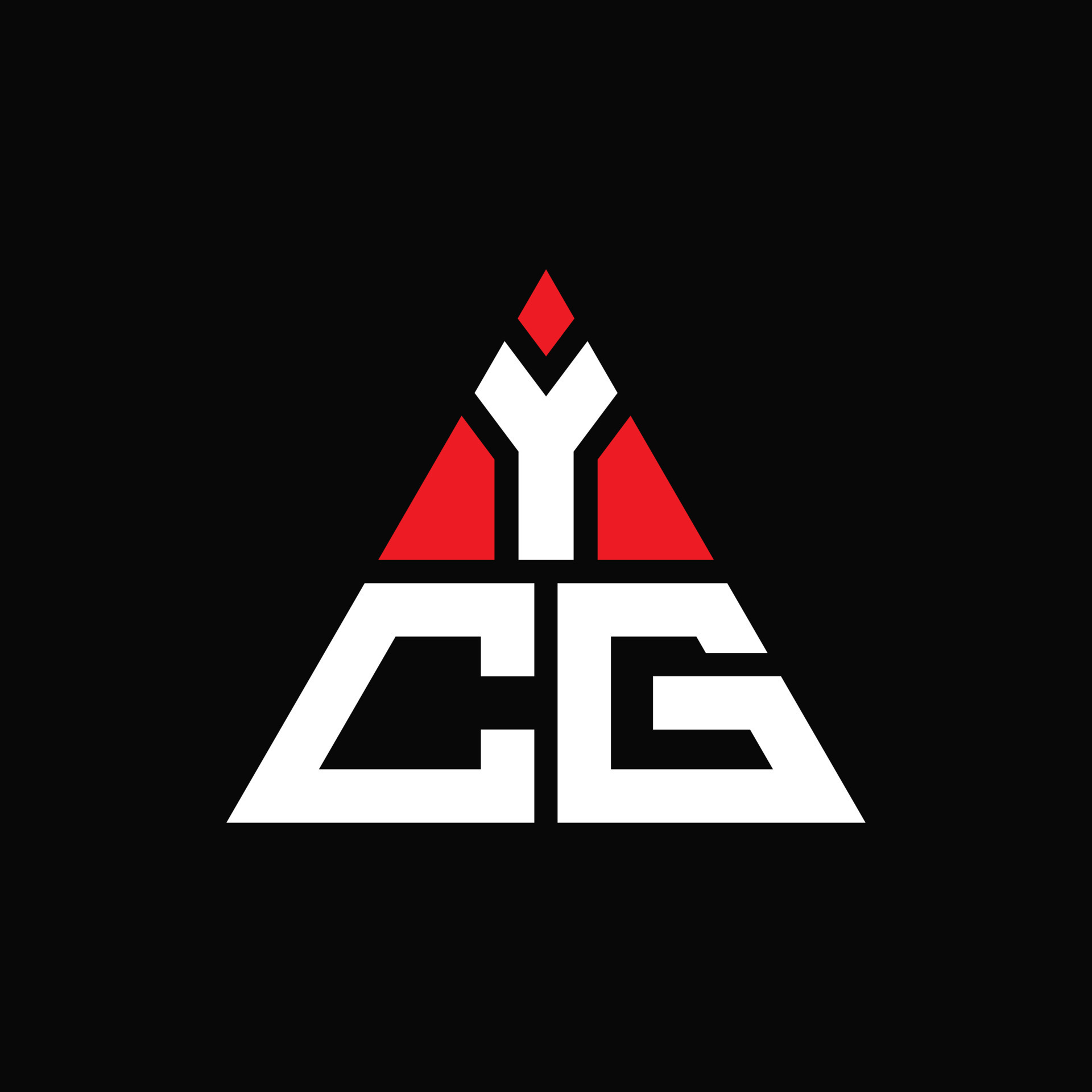 Diseño de logotipo de letra triangular ycg con forma de triángulo. monograma de diseño de ...